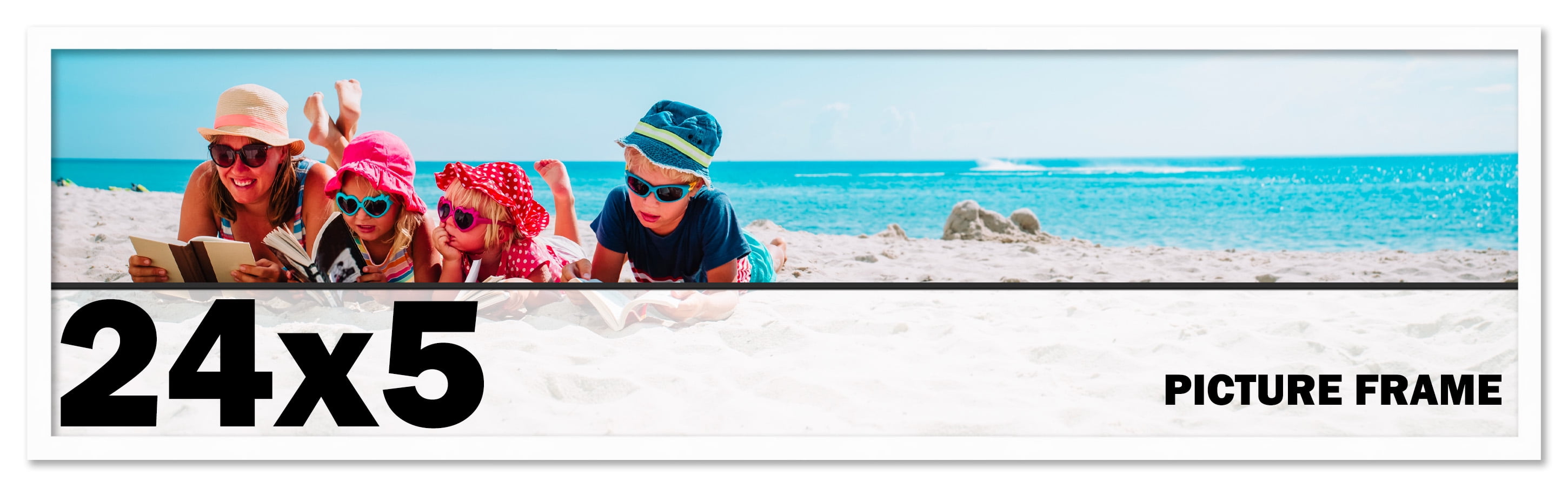 24x5 Frame White Solid Wood Picture Frame Includes UV Acrylic Shatter ...