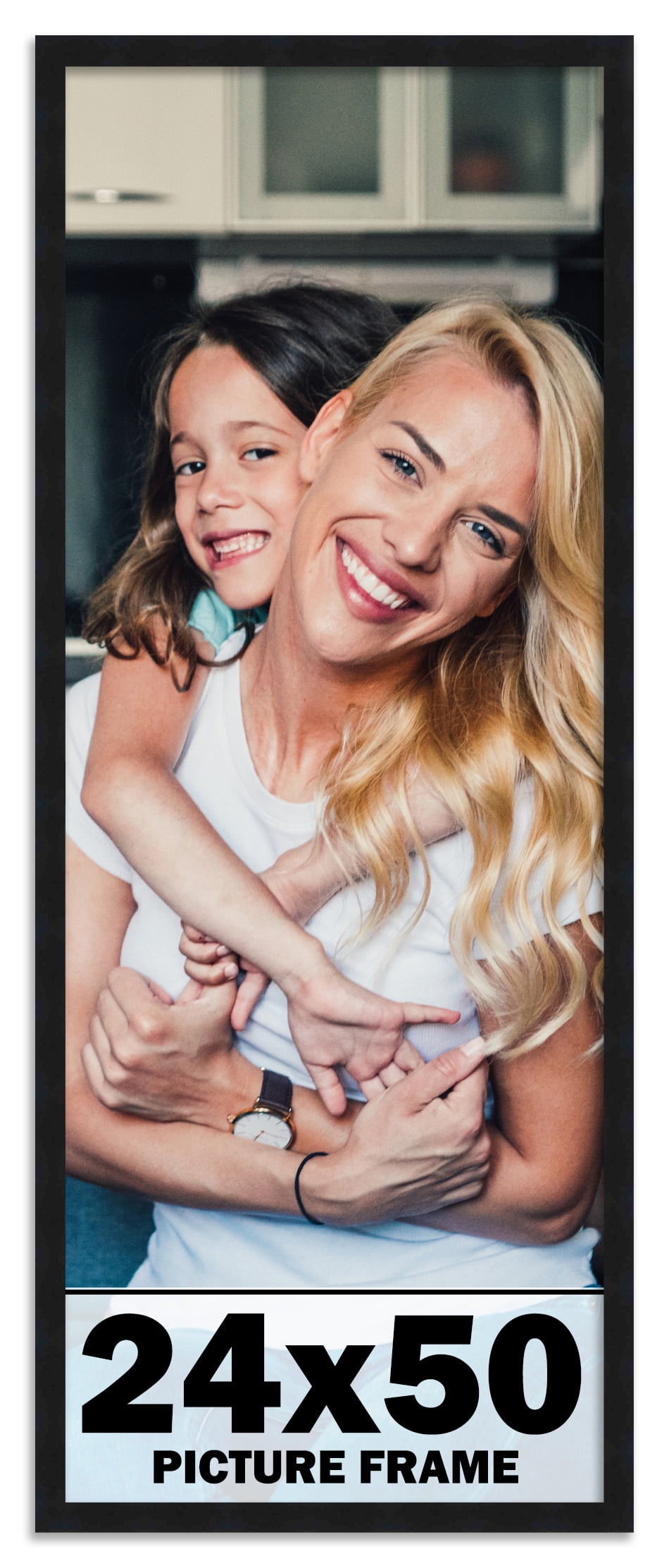 Walmart 24x50 Solid Wood Picture Frame, Matte Black, 0.75 Inch Moulding ...