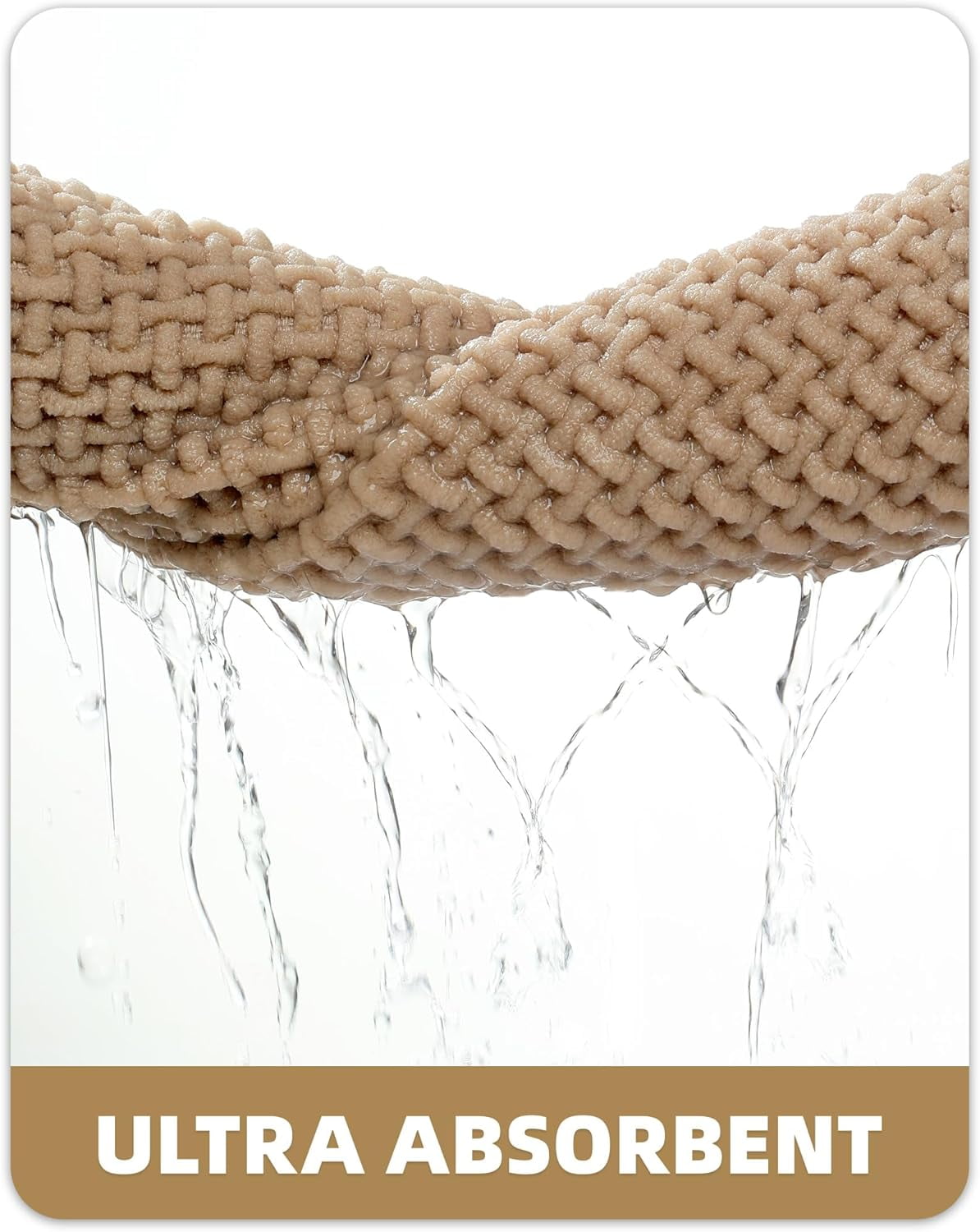 24x60 Waffle Bathroom Rug, Beige Chenille Bath Mat, Soft, Absorbent ...