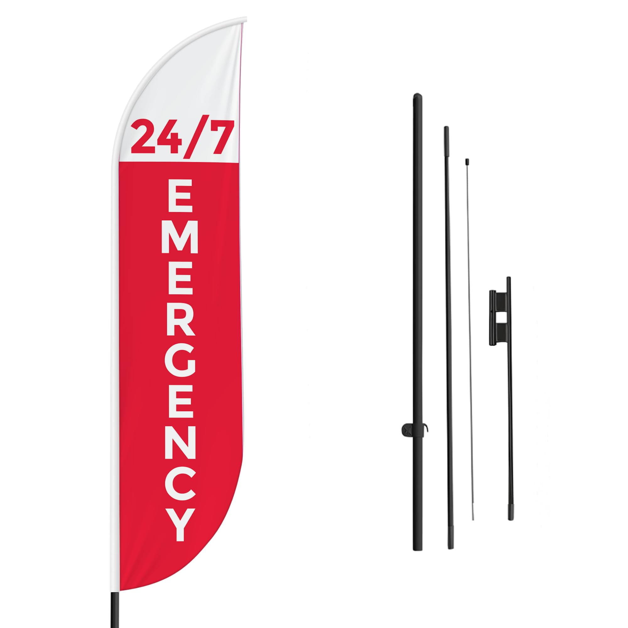 24x7 Emergency Sign feather flag Pole kit for Outdoor by Mavis | 15 ...