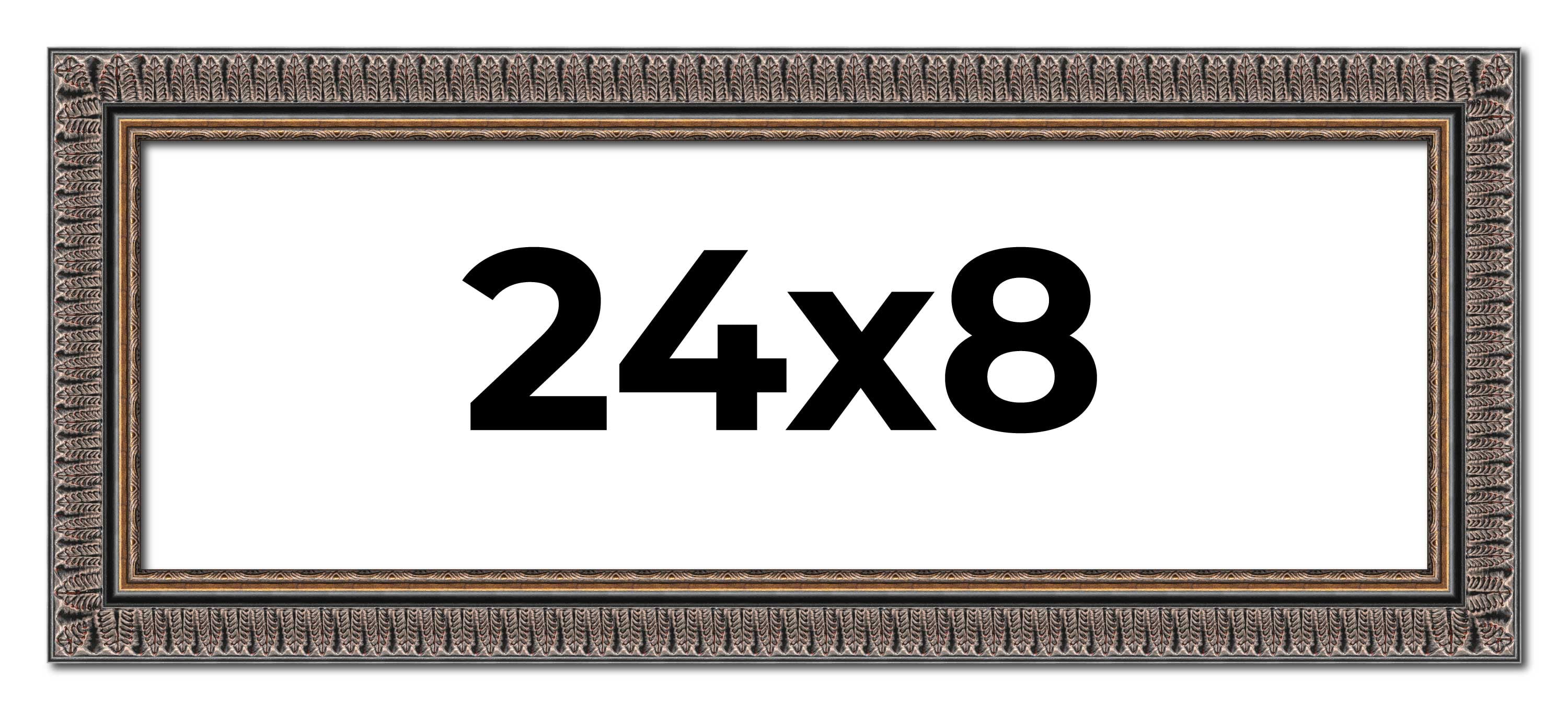 24x8 Frame Black Feather Payton Ornate Solid Wood Picture Frame Width 1 ...