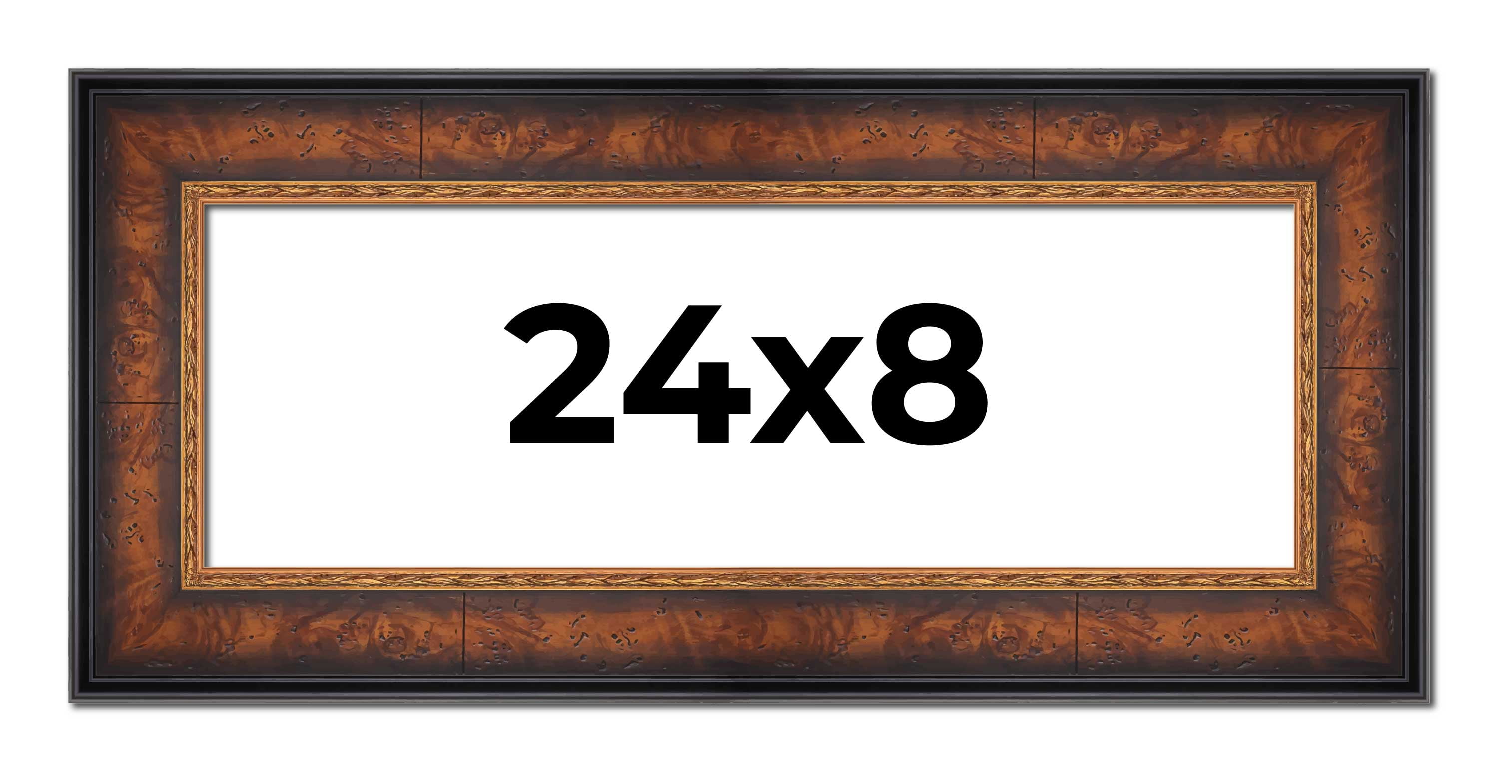 24x8 Frame Brown Walnut Gold Ornate Trim Solid Wood Plein Air Picture ...