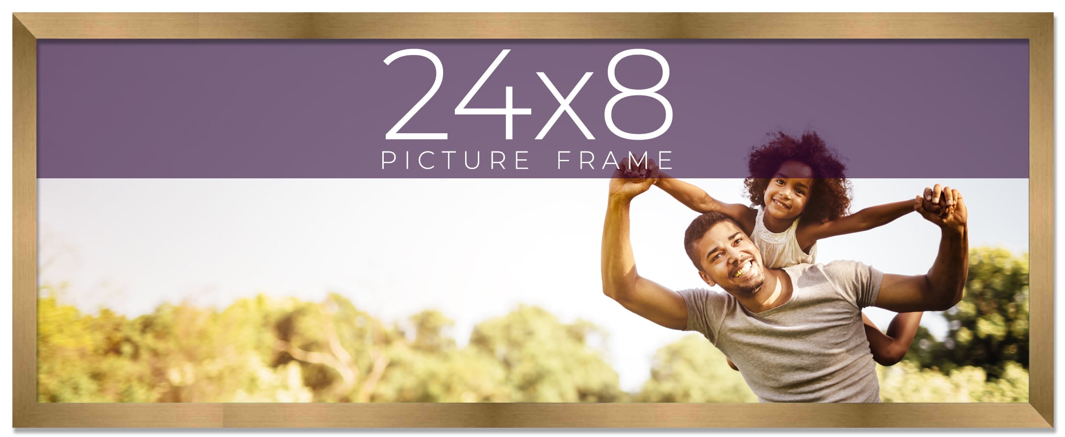 24x8 Frame Gold Bronze Solid Wood Picture Frame Width 0.75 Inches ...