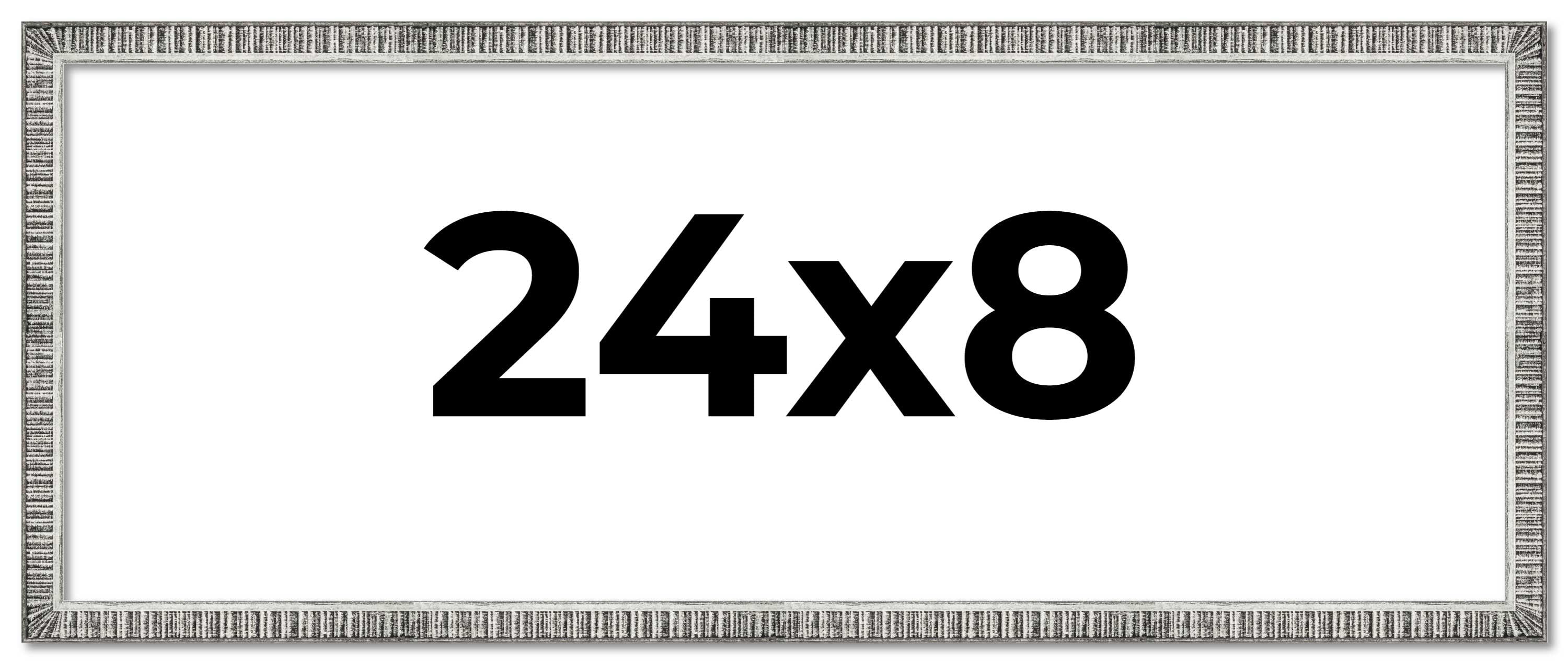 24x8 Frame Silver Grey Distressed Solid Wood Picture Frame | 0.75 Inch ...