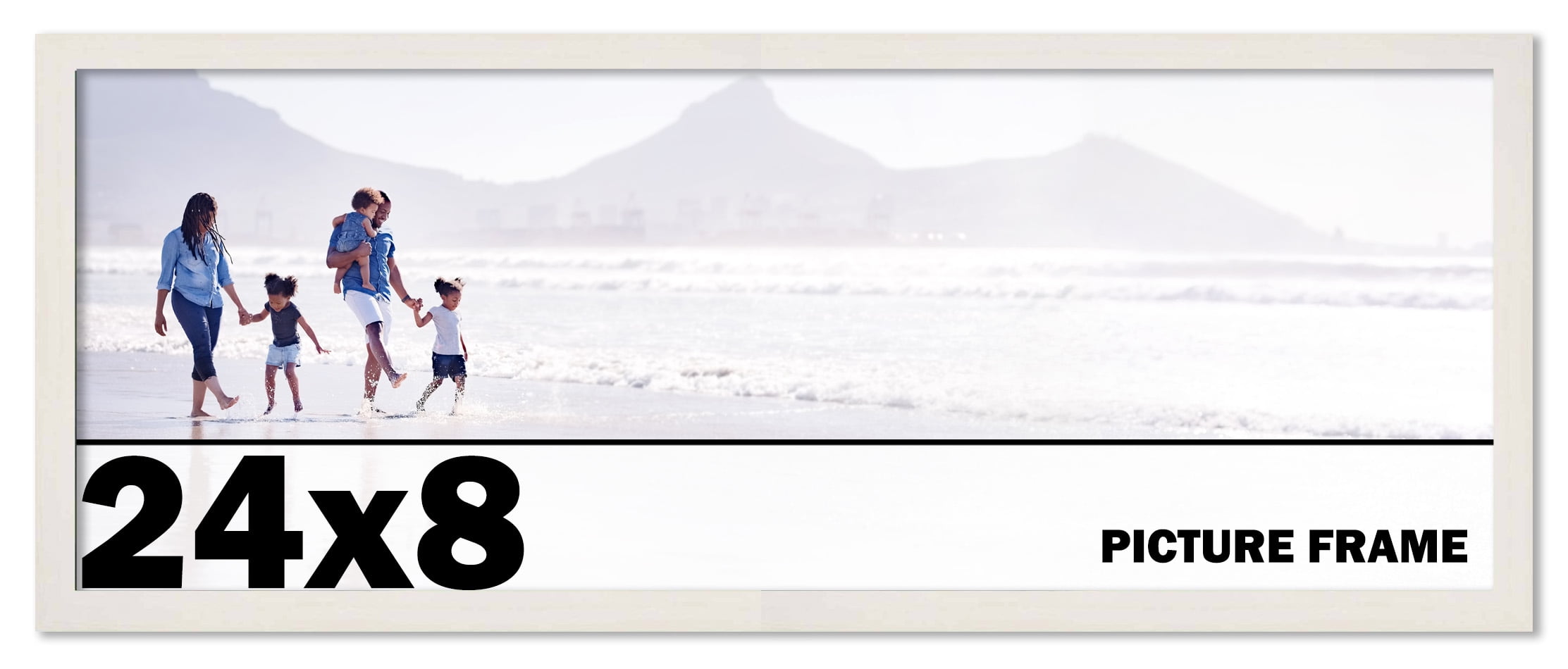 24x8 Frame White Wash Picture Frame - Complete Modern Photo Frame ...