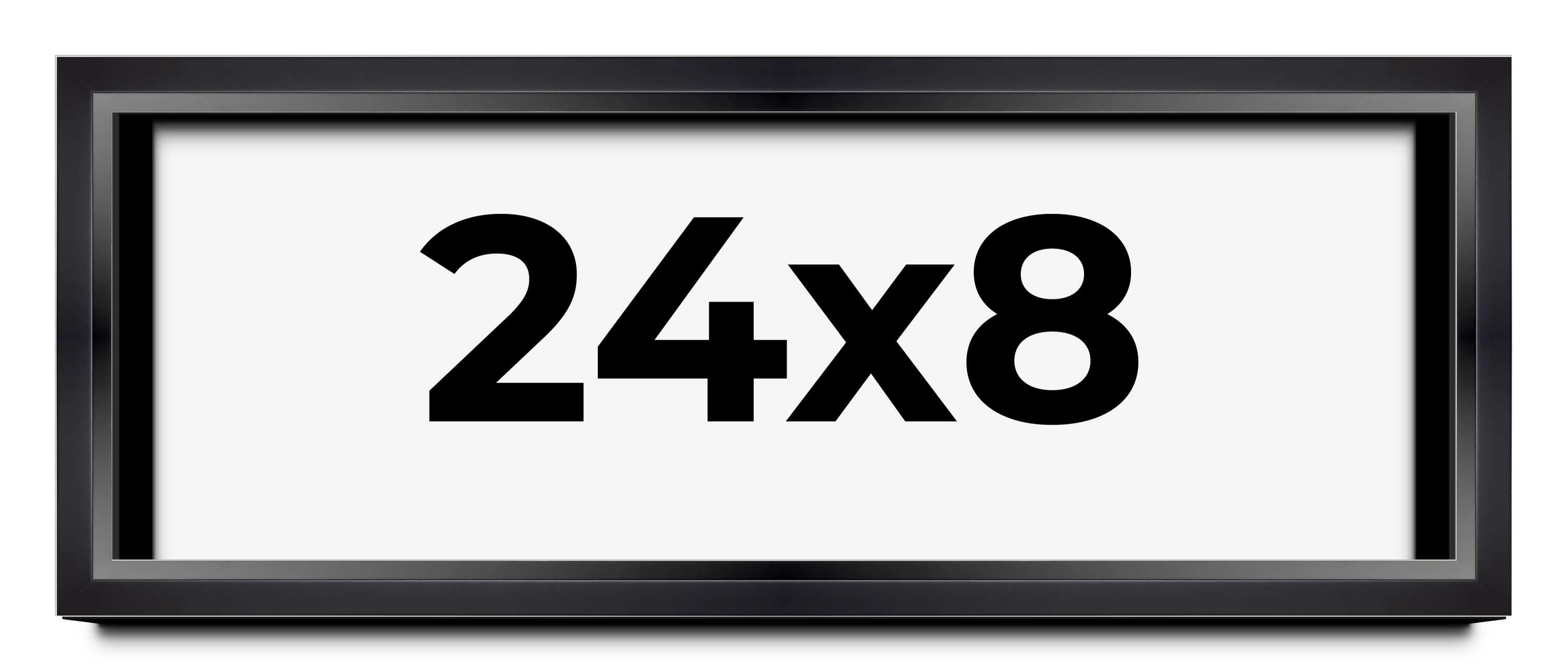 24x8 Shadow Box Frame Black | 1.25 inches Deep Real Wood Contemporary ...