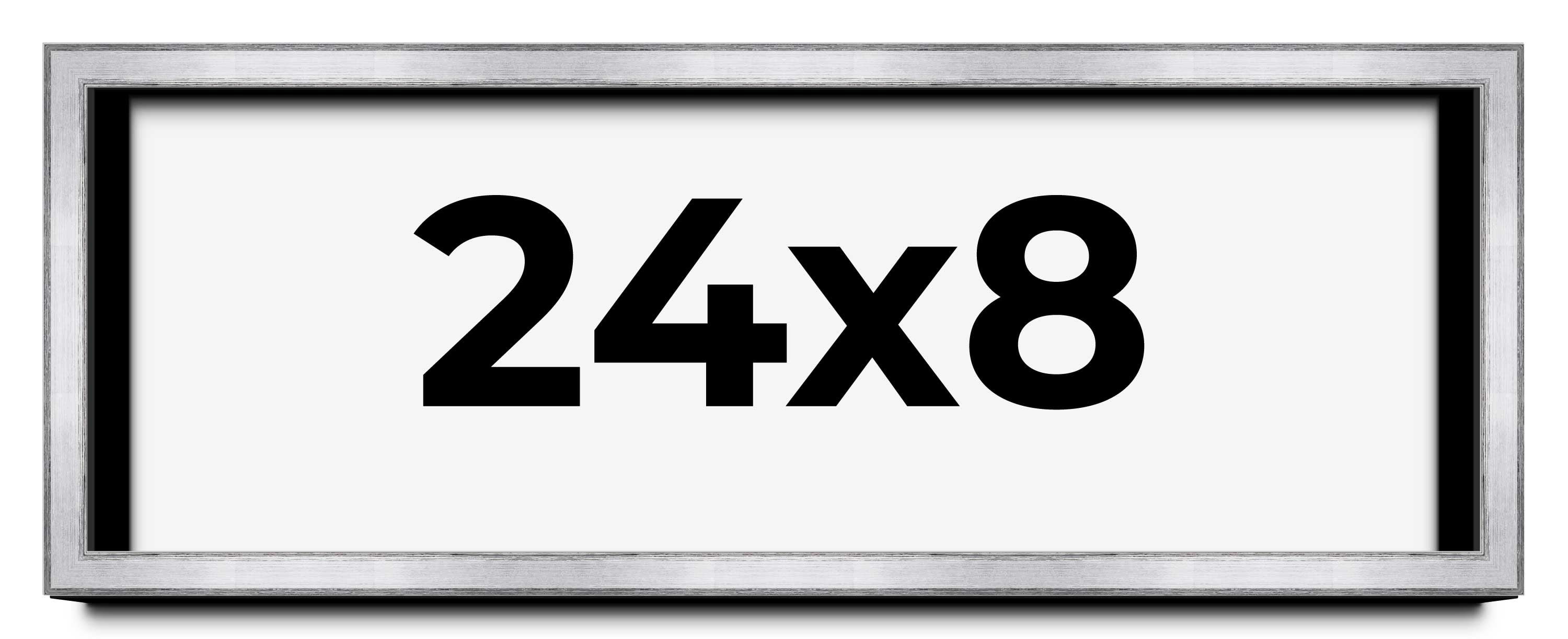 24x8 Shadow Box Frame Silver | 1.375 Inches Deep Real Wood Contemporary ...