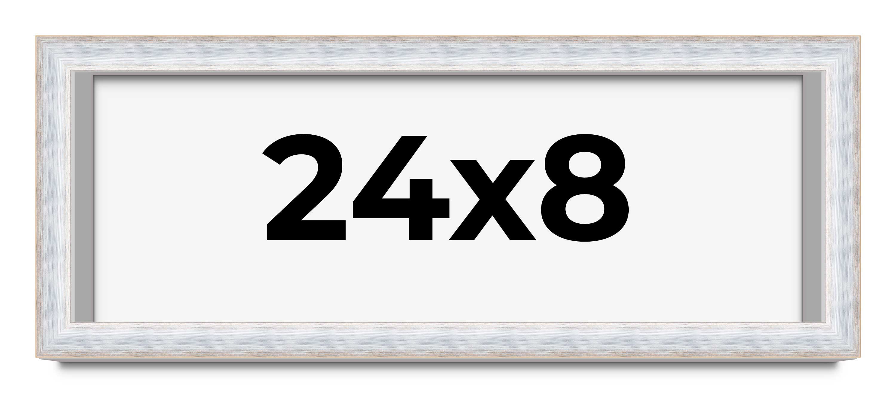 24x8 Shadow Box Frame Silver | 1.625 Inches Deep Real Wood Contemporary ...