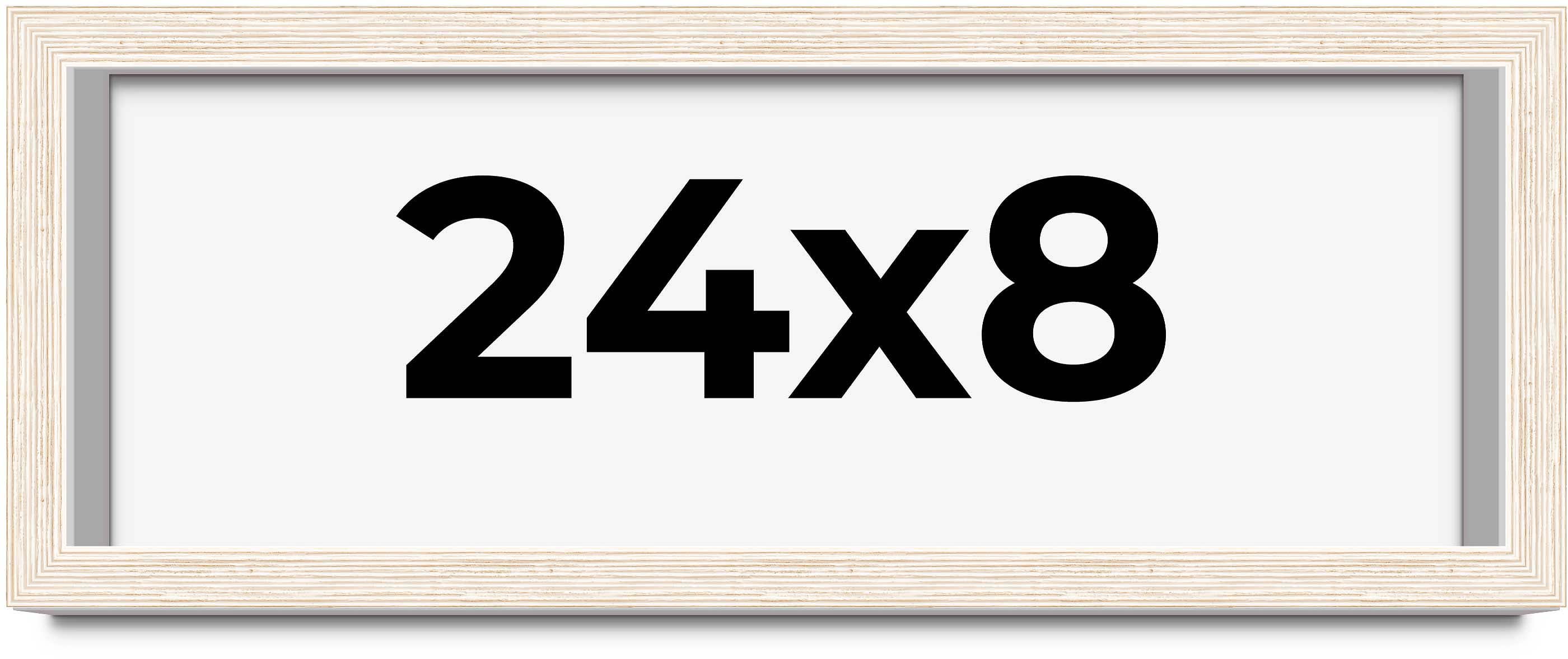 24x8 Shadow Box Frame White | 1.125 Inches Deep Real Wood Rustic ...