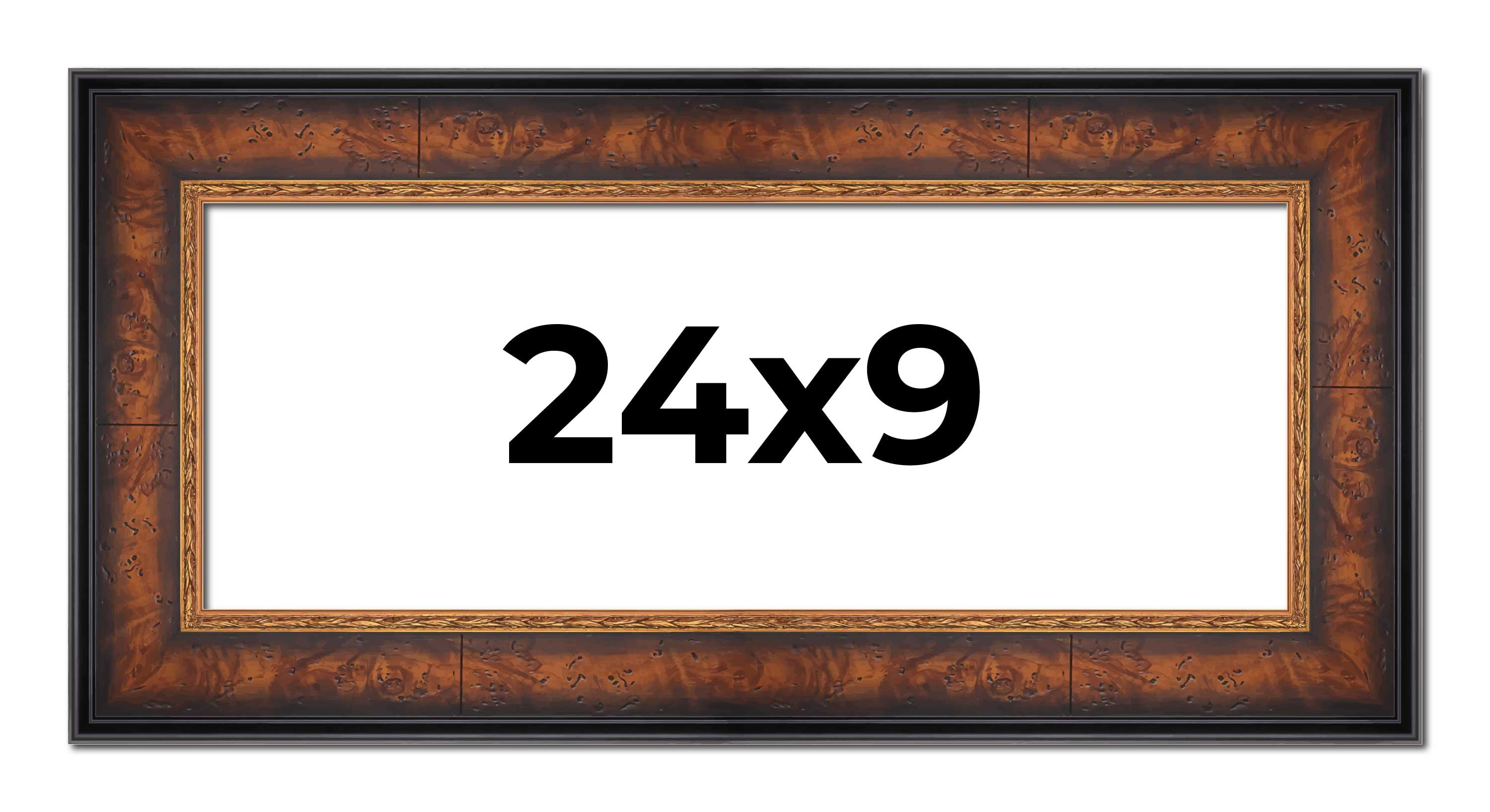 24x9 Frame Brown Walnut Gold Ornate Trim Solid Wood Plein Air Picture ...