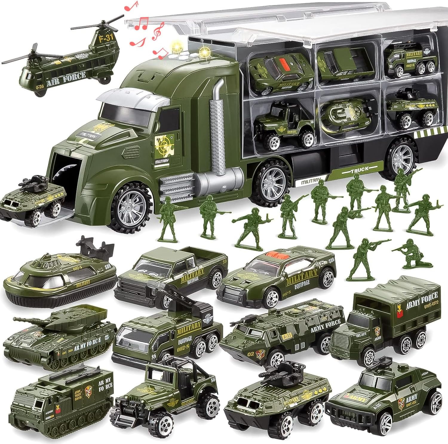 25 in 1 Die-cast Building Toy Car Set, Heavy Truck Vehicle with Sound ...