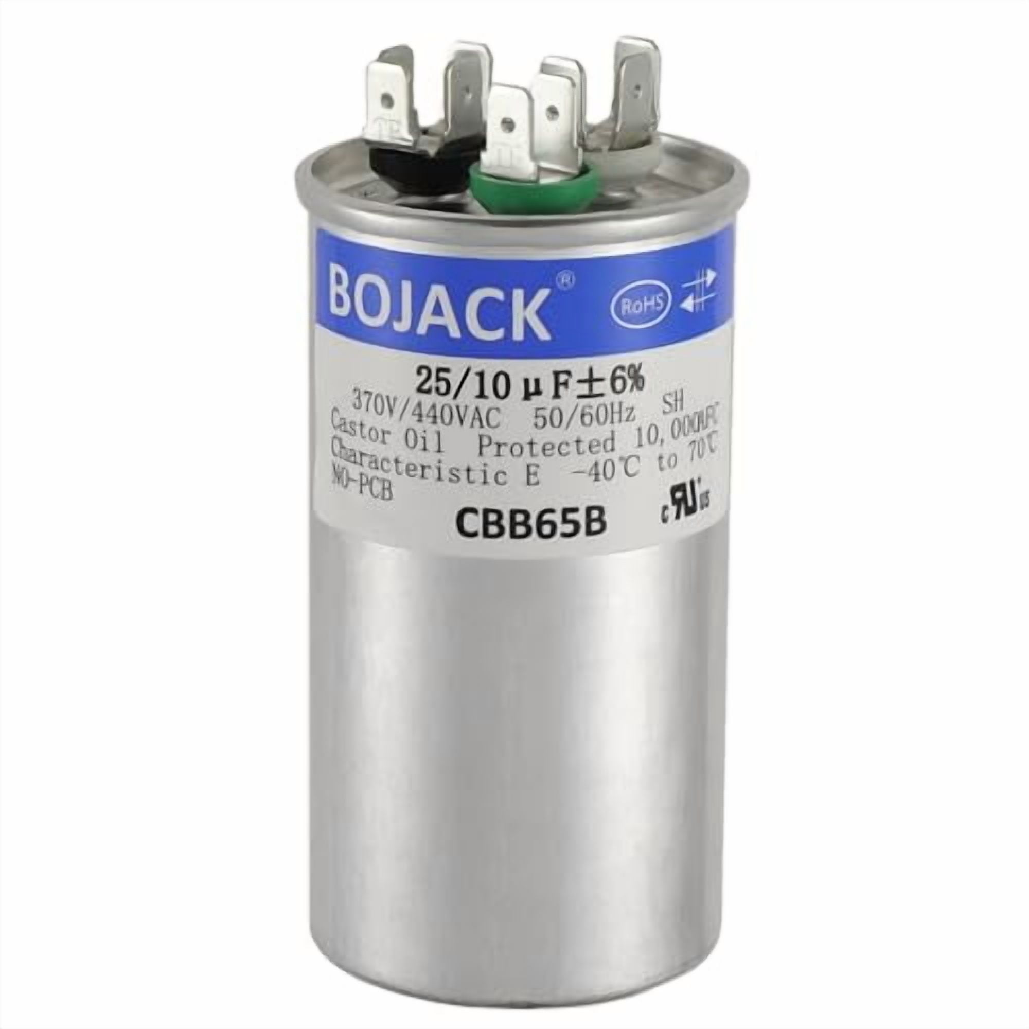 25+10 uF ±6% 25/10 MFD 370/440 VAC CBB65B Dual Run Start Round ...