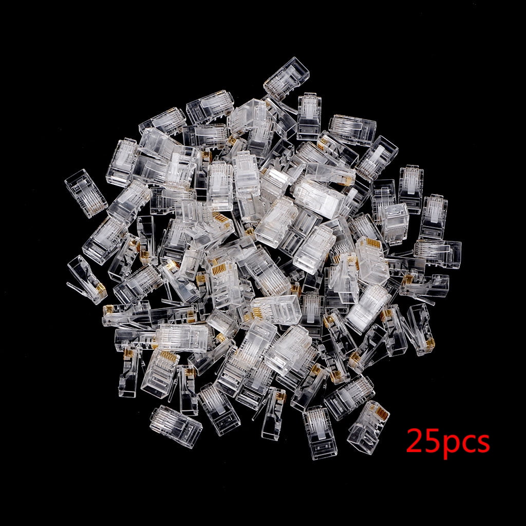 25/100Pcs Gold Plated RJ45 Net Cables Modular Plug UTP Cat5 CAT5e ...