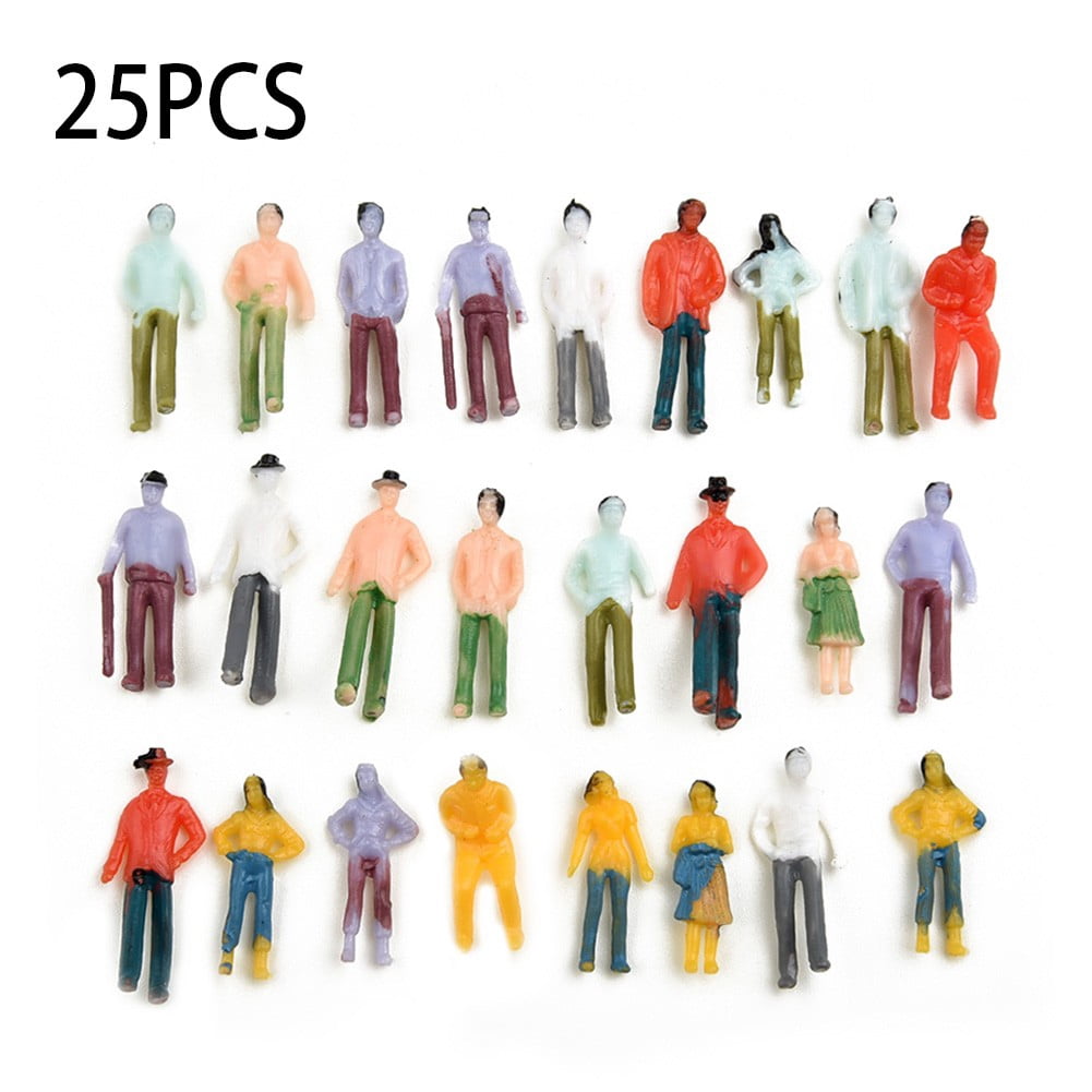 25/100Pcs Model Railway Painted Mixed People 1:75 Scale Train Railway ...