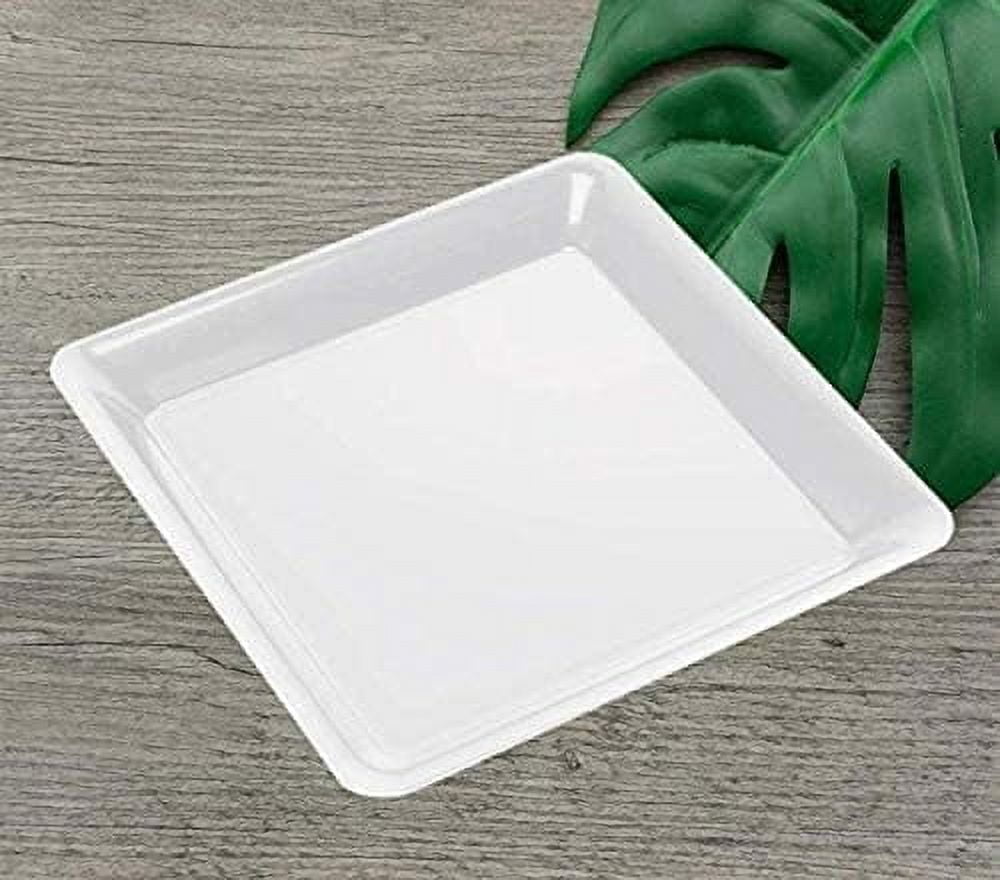 25 12" Square Plastic Trays White Heavy Duty Plastic Serving Tray 12" x ...
