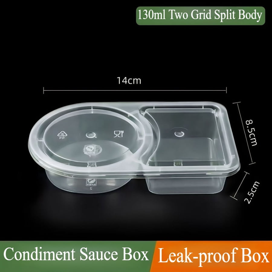 25/130ml Double Compartment Condiment Container with Lid Snack Container For Sauce Sampling ...