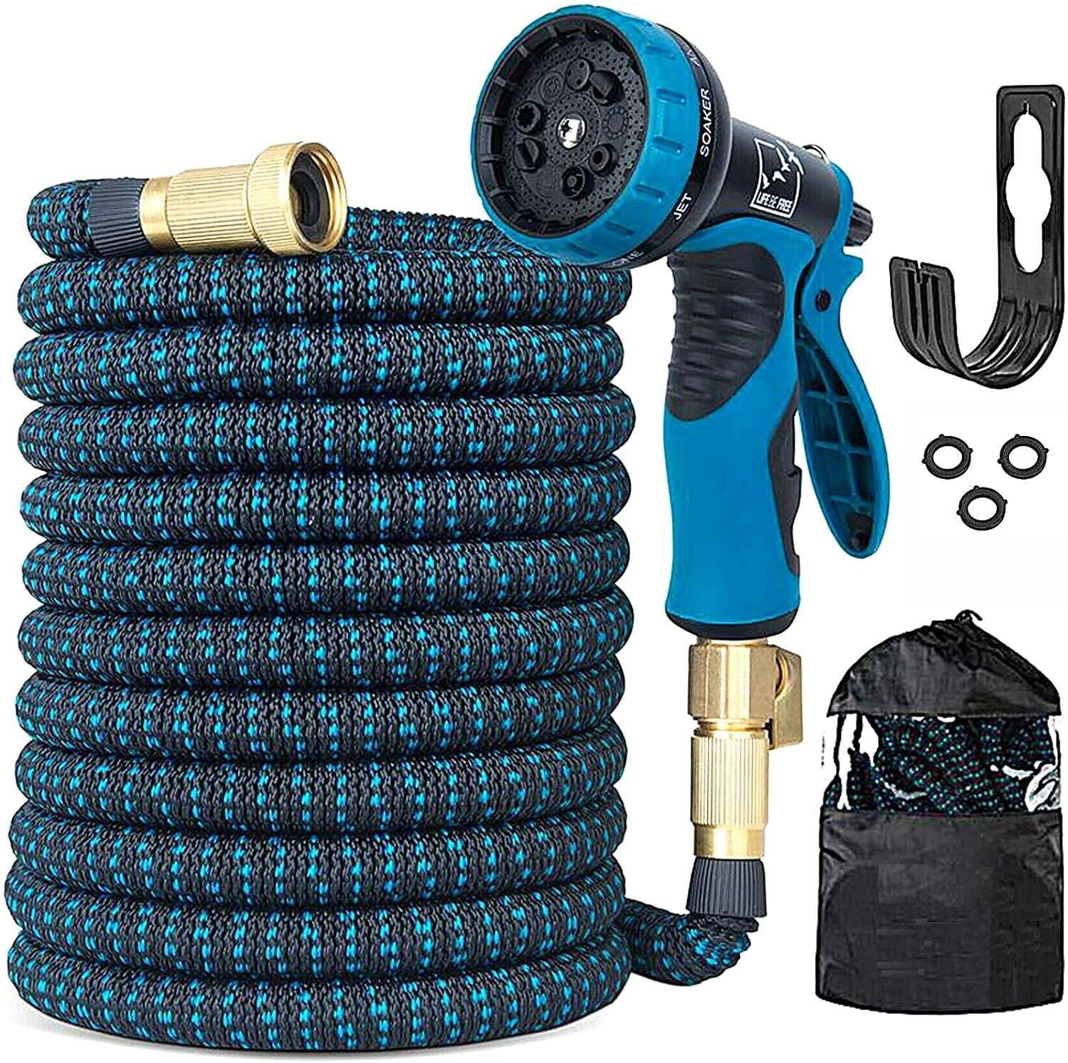 25-150FT LIGHTWEIGHT NO-KINK WATER HOSE, FLEXIBLE UPGRADED LEAKPROOF ...