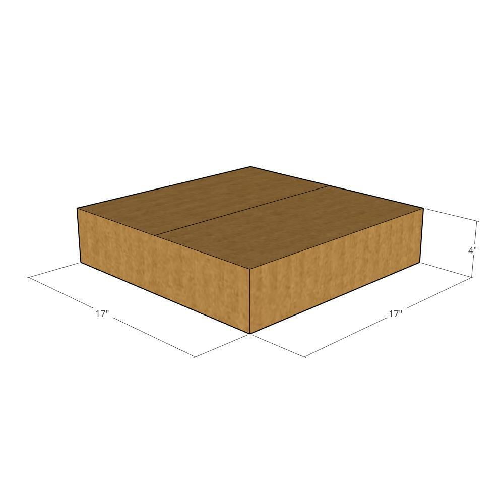 17x17x4 Kraft Brown Corrugated Shipping Boxes, 32 ECT Single-Wall, Qty ...
