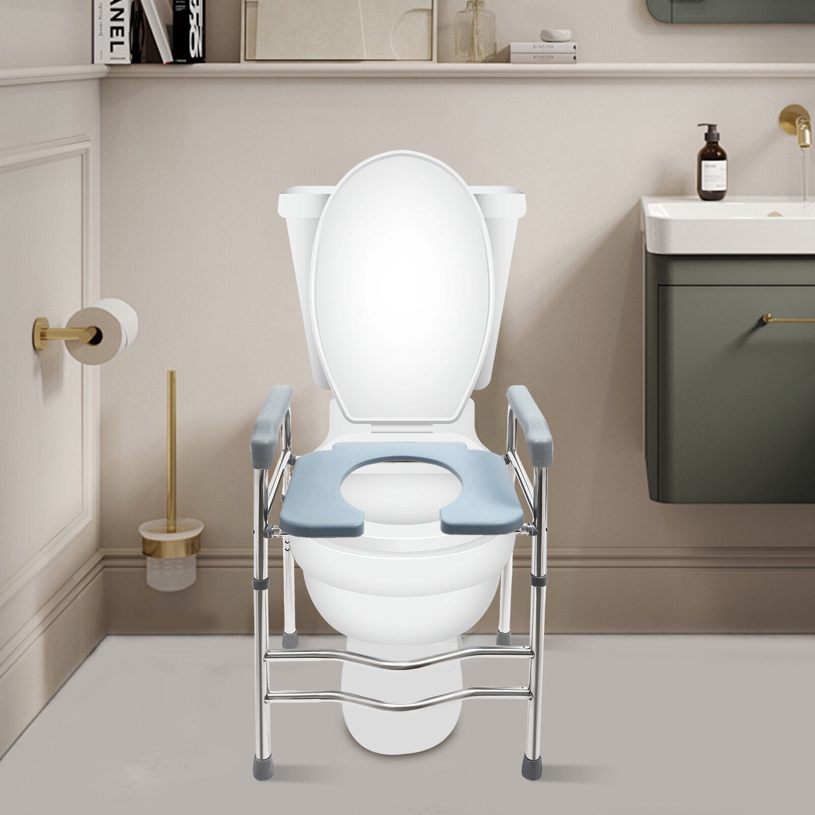 25.2-29.13in Raised Toilet Seat Riser W/ Arms for Elderly Handicap ...