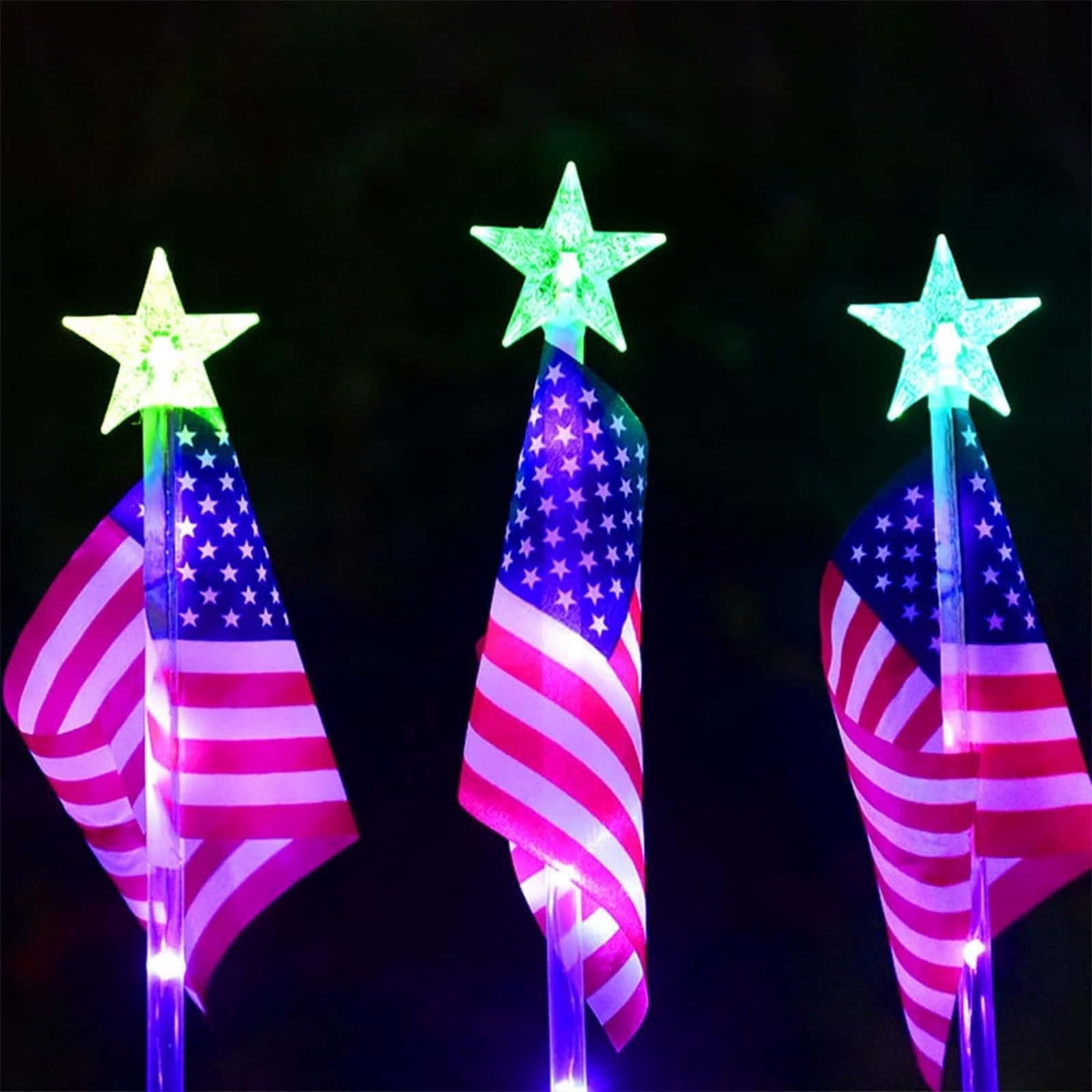 25.2 Inch American Flag Solar Light, Solar Powered US Flag Garden Stake ...