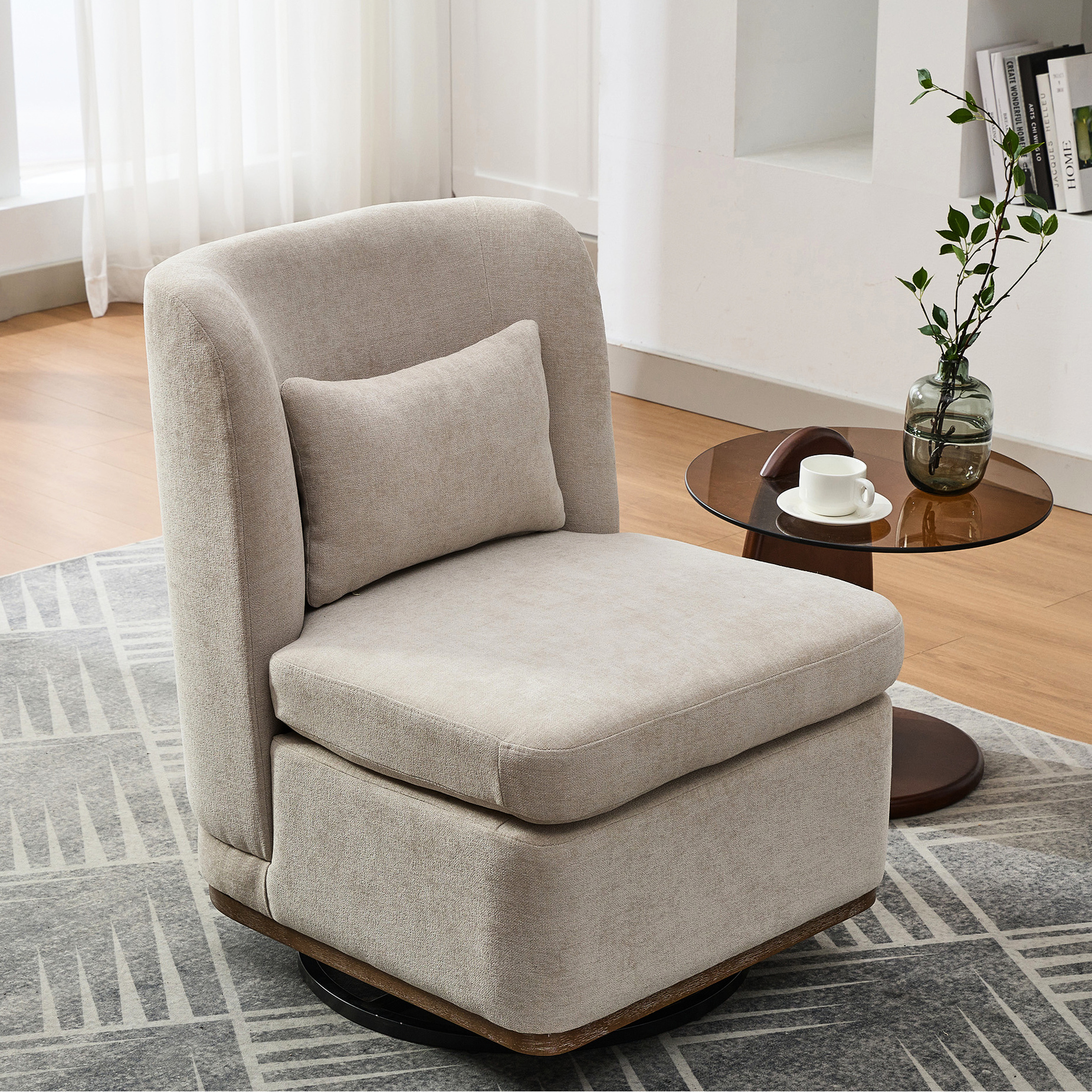 25.2" Wide Swivel Armchair | 360° Movement for Living Room | Premium ...