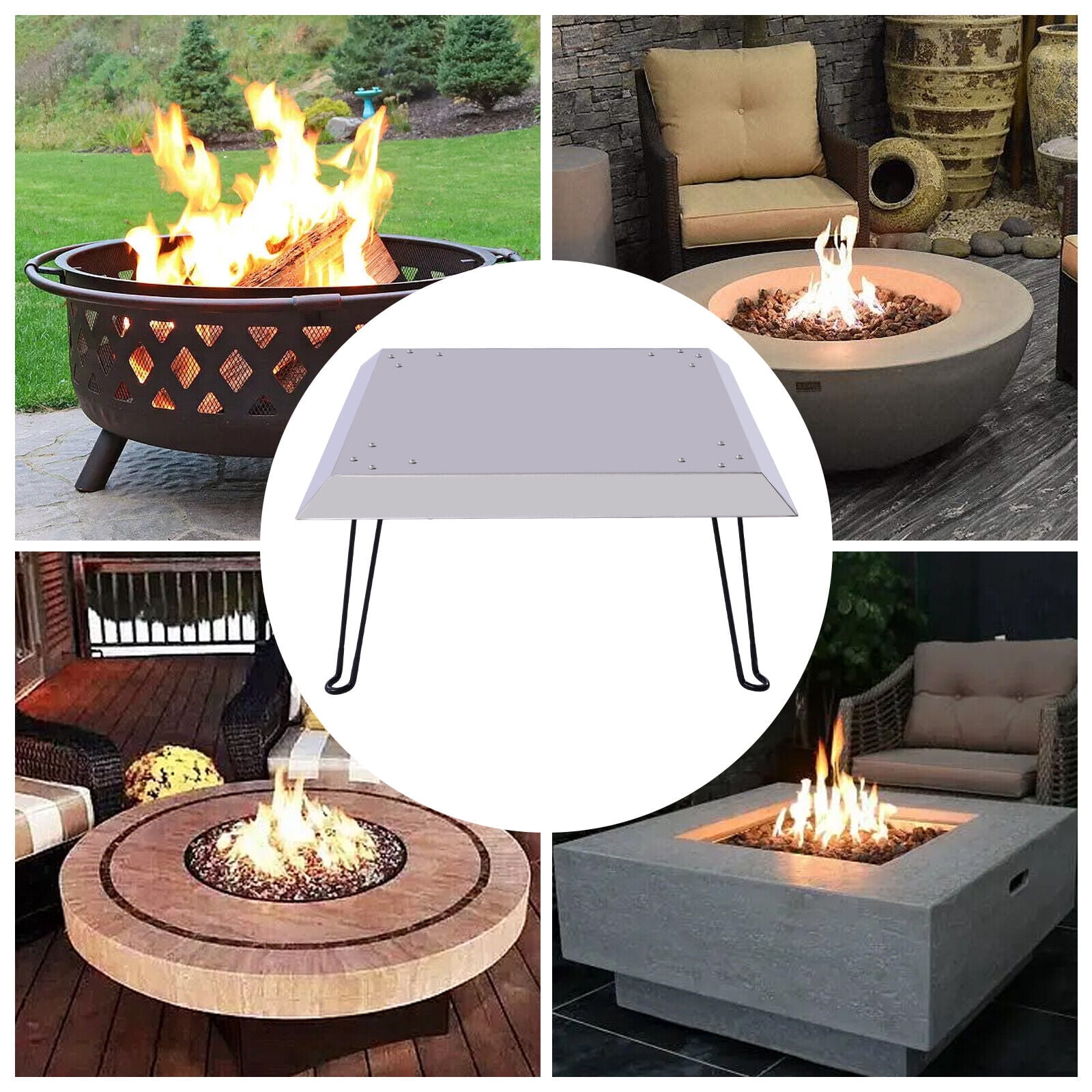 25*25 inch Outdoors Fire Pit Heat Deflector Stainless-Steel with ...