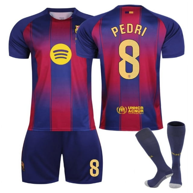 25/26 Barcelona Home Soccer Jerseys No.8 PEDRI Men's Kids Shirts Shorts ...