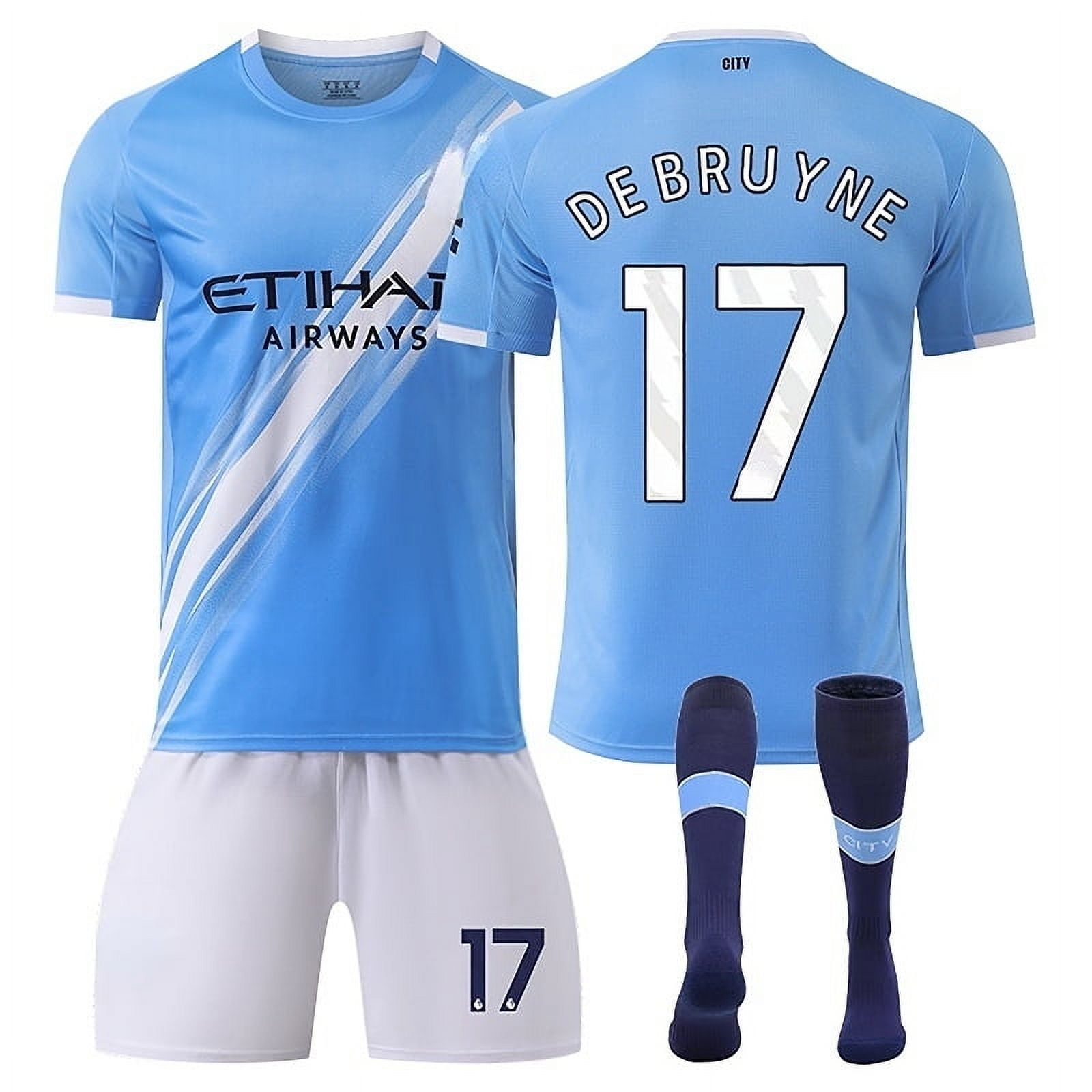25/26 Blue Moon Army Home Blue Soccer Uniform No #17 De Bruyne Fans ...