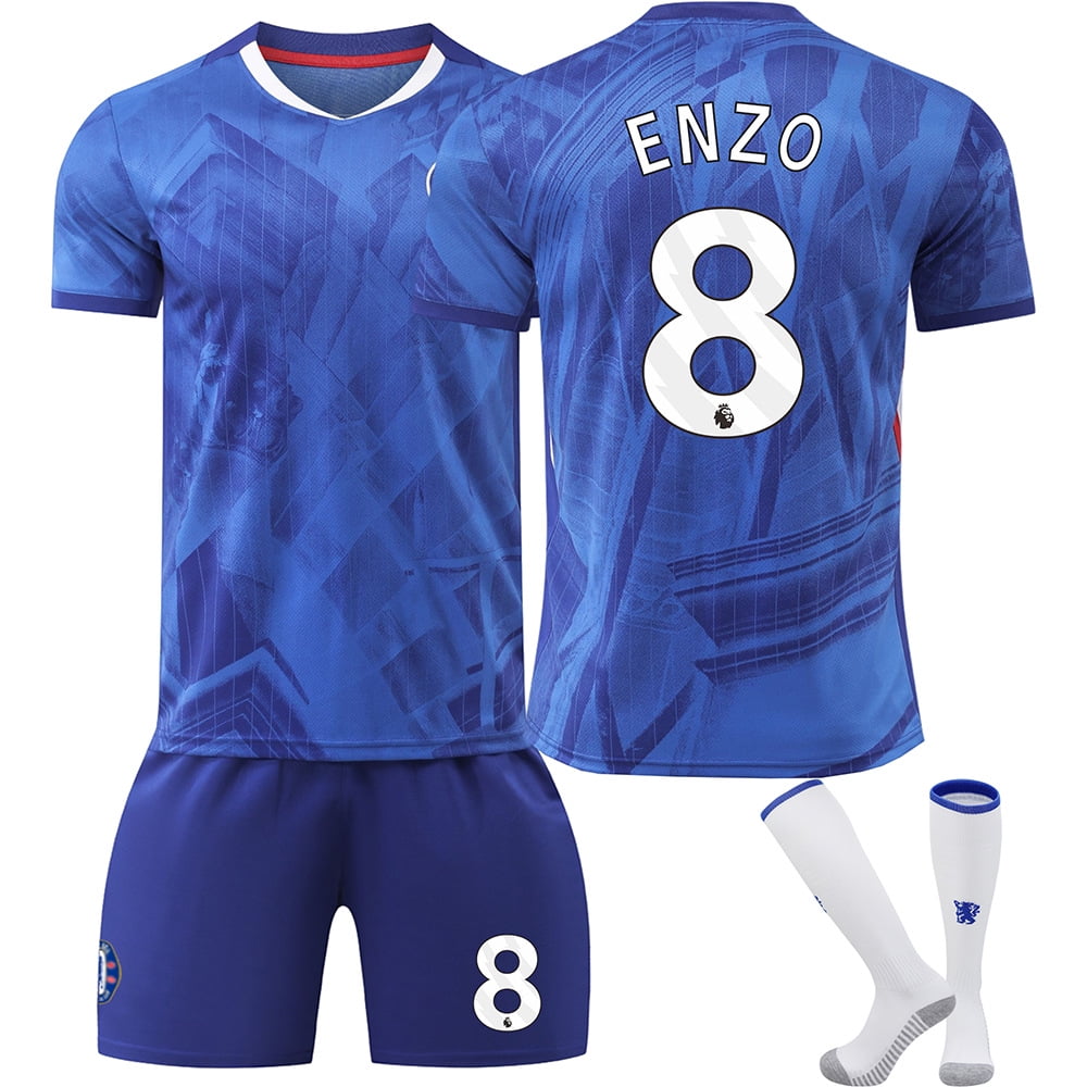 25/26 Chelsea Home Soccer Activewear No.8 ENZO Fan Training Soccer Jersey Set for Kids and ...