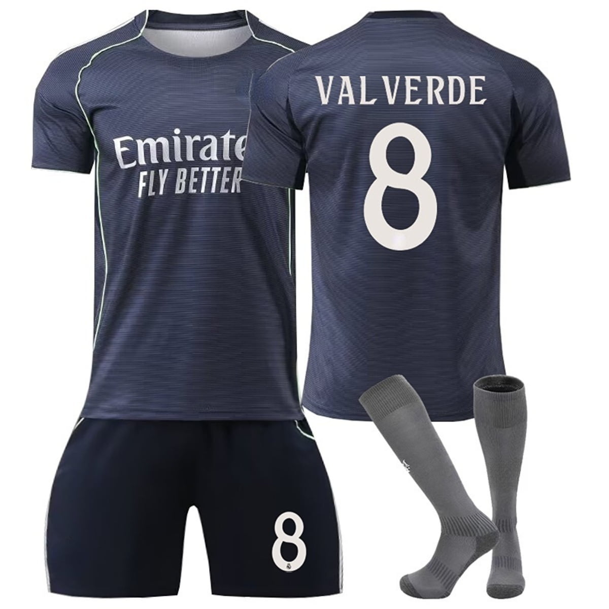 25/26 Customizable Madrid Away Dark Blue Soccer Activewear #8 Valverde ...
