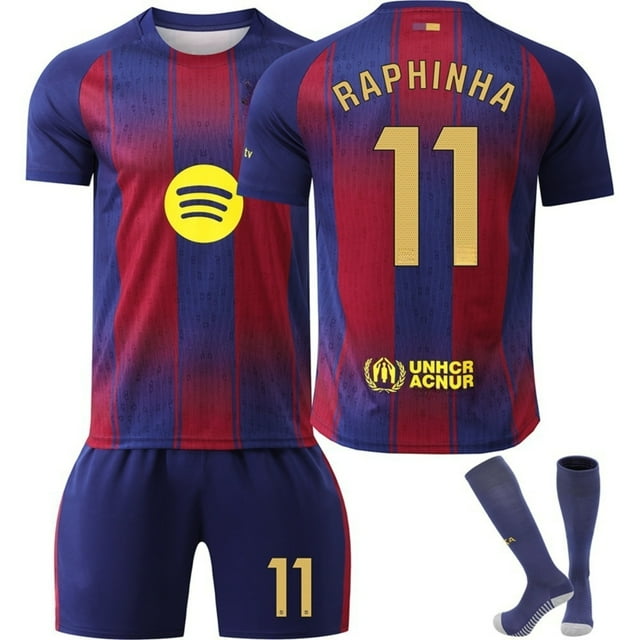 25/26 Home Red And Blue Soccer Activewear #11 Raphinha Football Fans ...