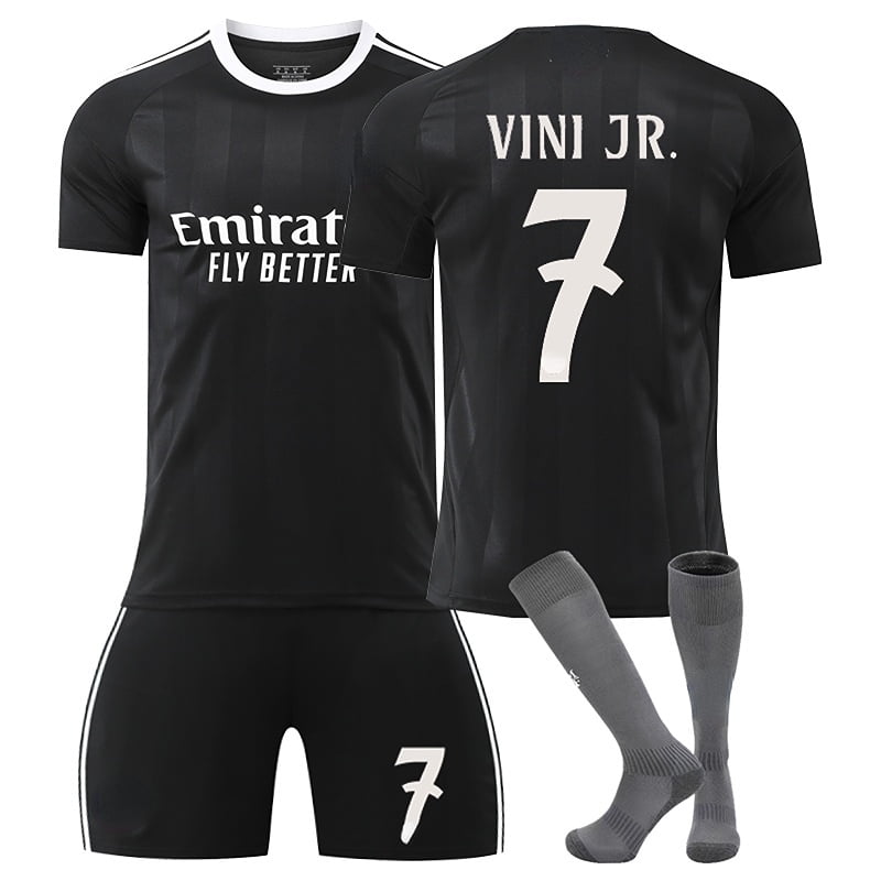 25/26 Los Blancos Popular Black Soccer Uniform No.7 Vini Jr. Fans ...