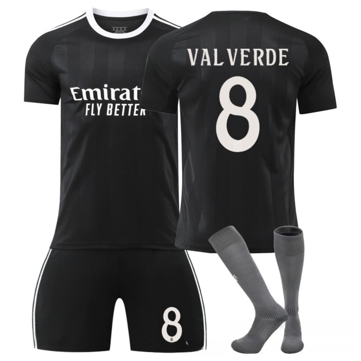 25/26 Madrid Away Black Soccer Activewear #8 Valverde Football Fans ...