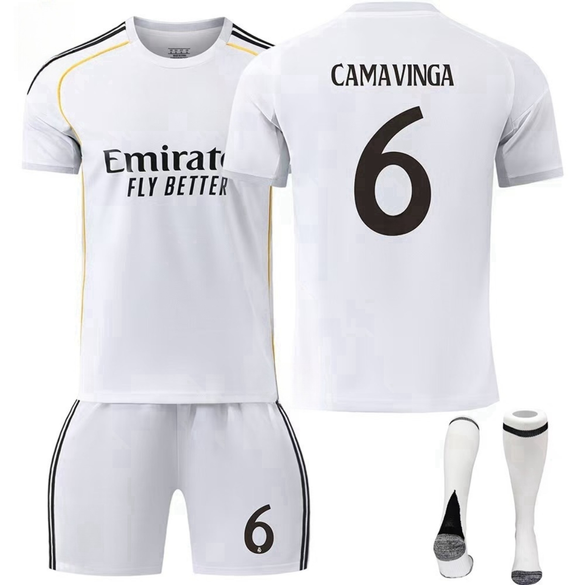 25/26 Madrid Home White Soccer Activewear #6 Camabinga Football Fans ...