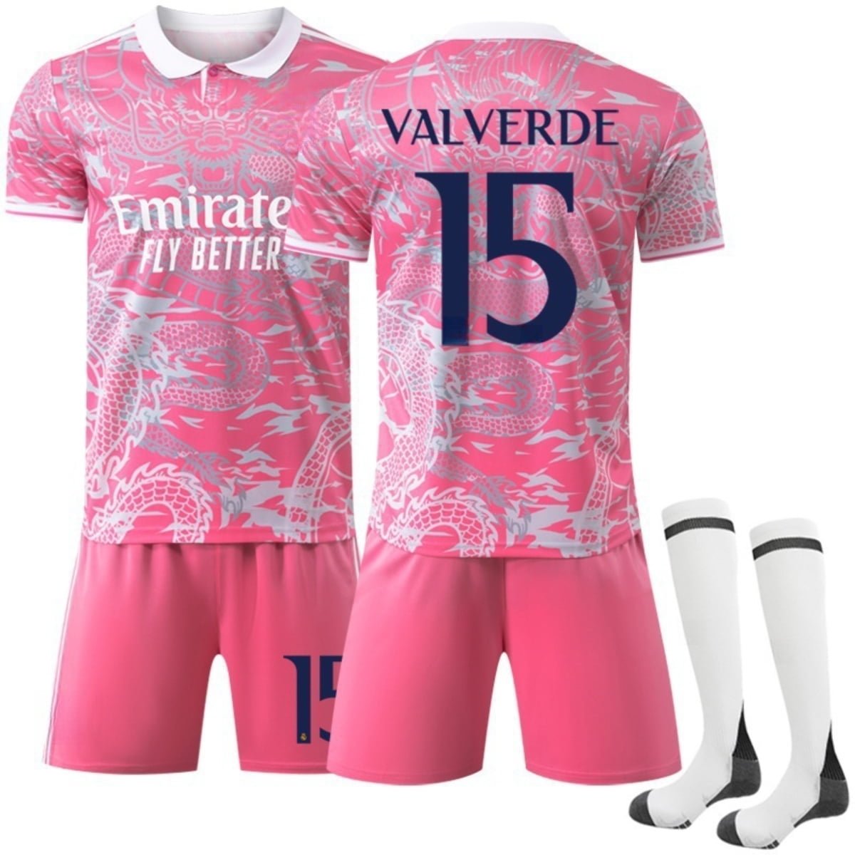 25/26 Pink Dragon Pattern Soccer Activewear Printing #15 Valverde ...