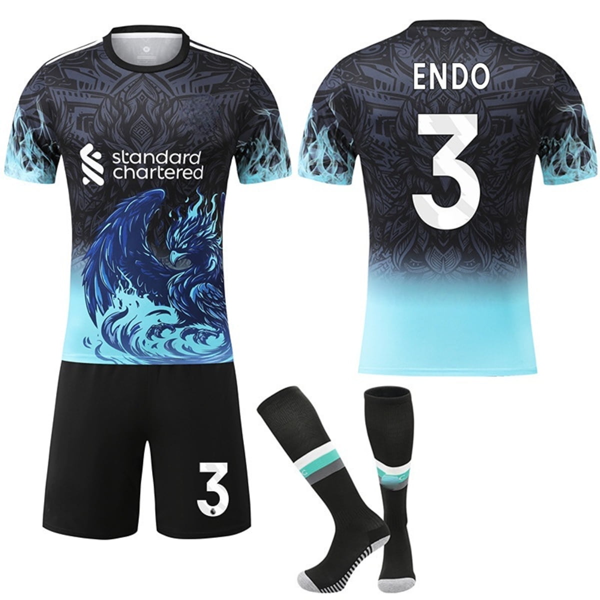 25/26 The Reds Blue Phoenix Pattern Soccer Shirt #3 Endo Fans Training ...