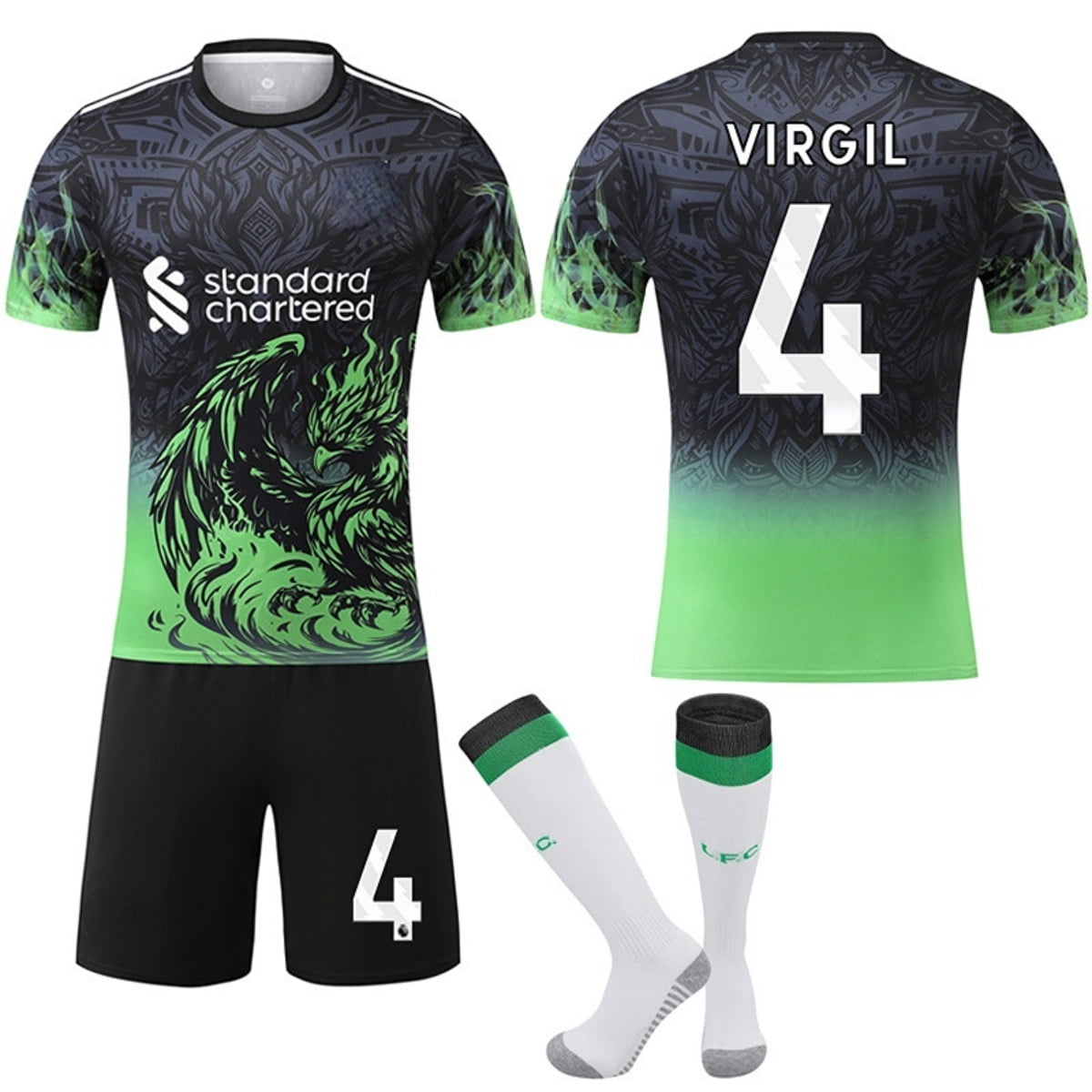 25/26 The Reds Blue Phoenix Pattern Soccer Shirt #4 Virgil Fans ...