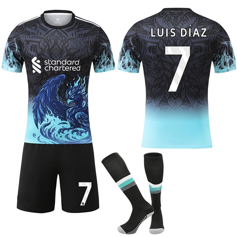 25/26 The Reds Blue Phoenix Pattern Soccer Shirt #7 Luis Diaz Fans ...