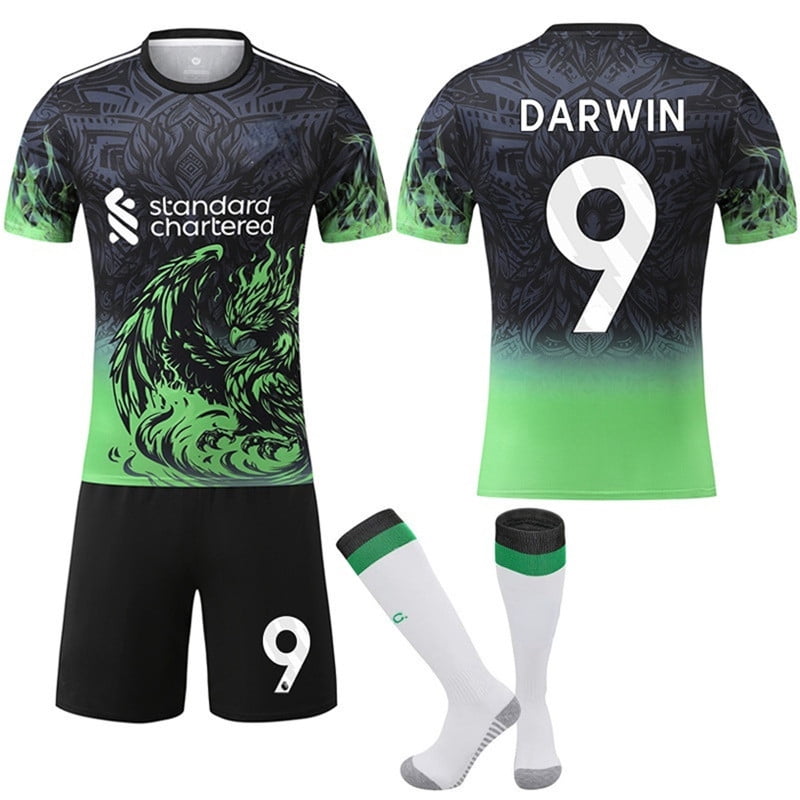 25/26 The Reds Green Phoenix Pattern Soccer Shirt #9 Darwin Fans ...