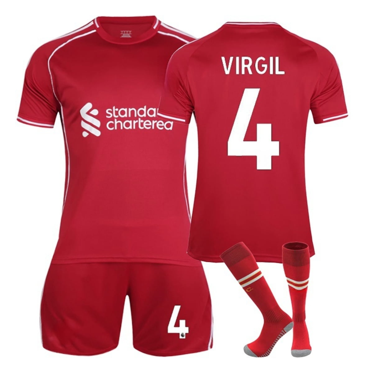 25/26 The Reds Home Red Soccer Activewear Printing #4 Virgil Football ...