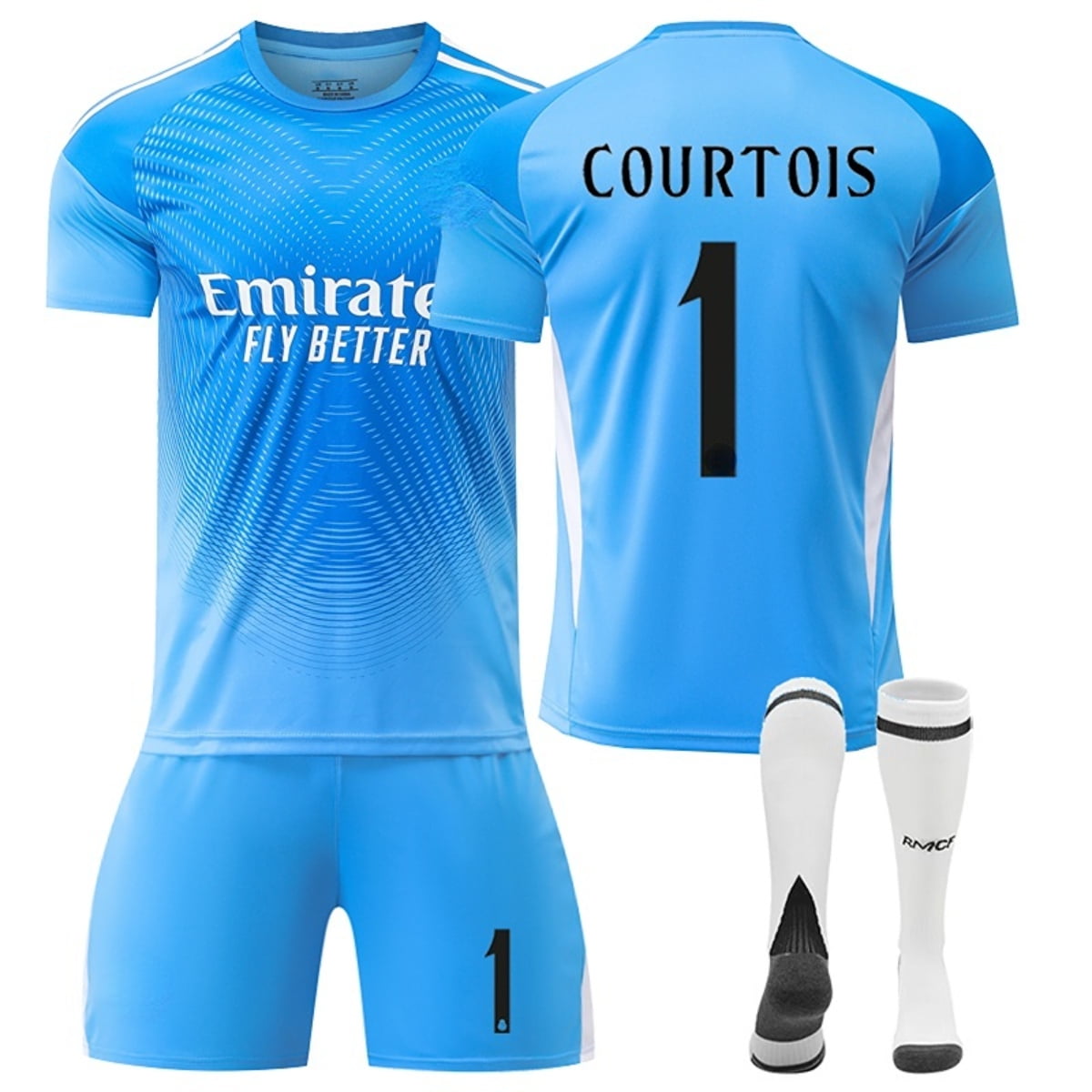 25/26 The Whites Sky Blue Soccer Shirt #1 Courtois Fans Training Soccer ...
