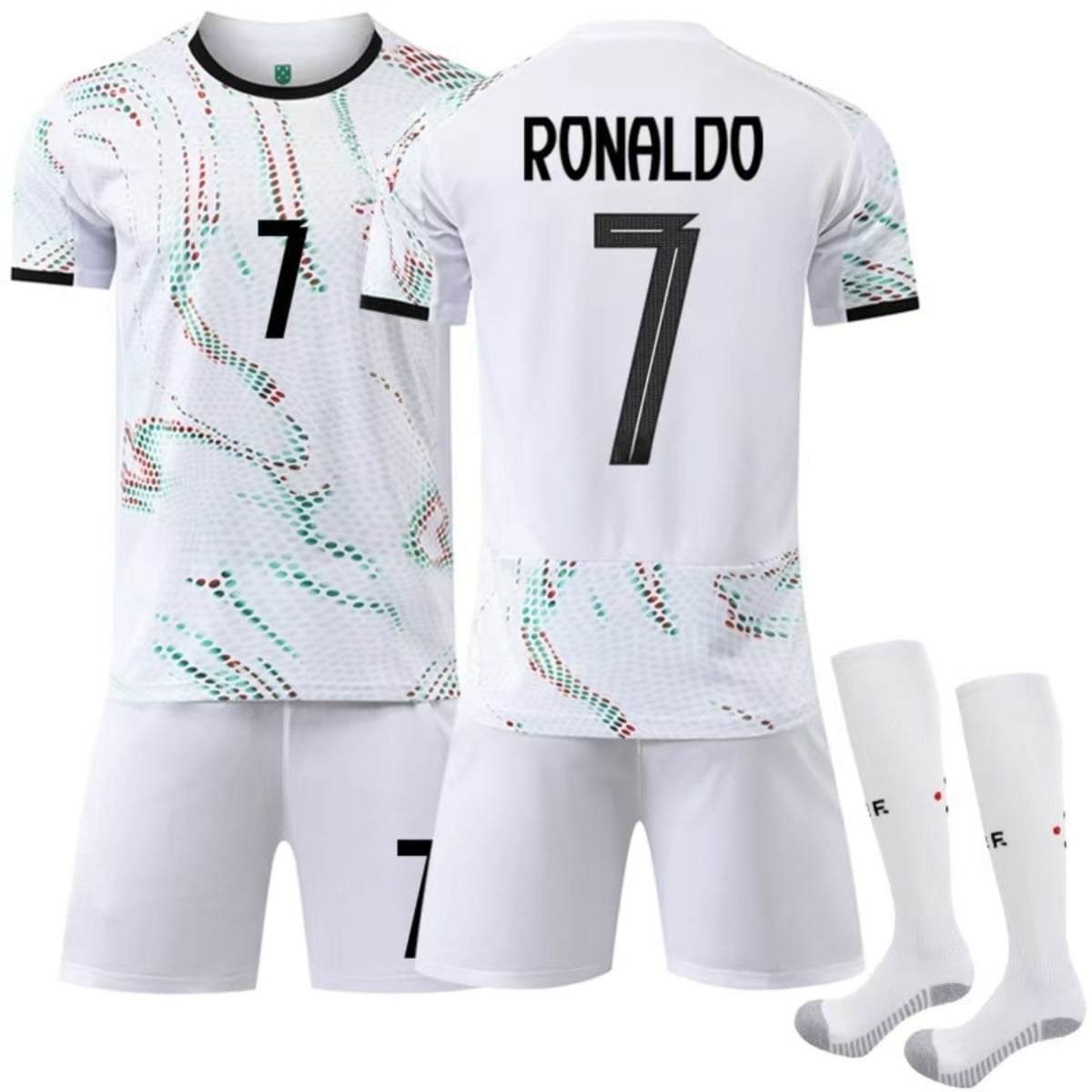25/26 White Portugal Away Activewear Soccer No.7 Ronaldo Fans Training ...