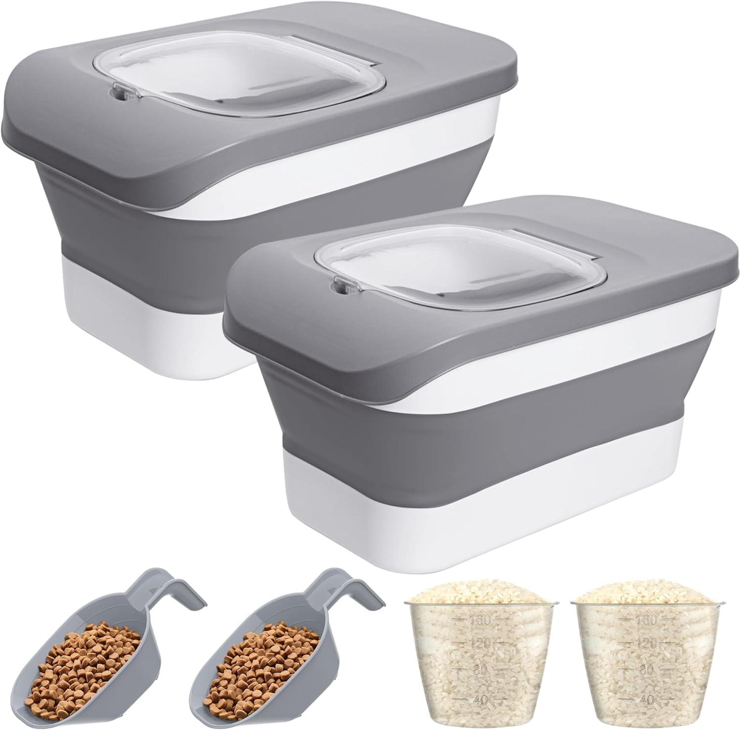 25-28 Lbs Dog Food Storage Container with Airtight Lid,Collapsible Dog ...