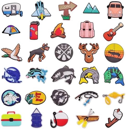 25 30 Pieces Sports Shoe Charms for Boys Men Video Game Camping Fishing ...