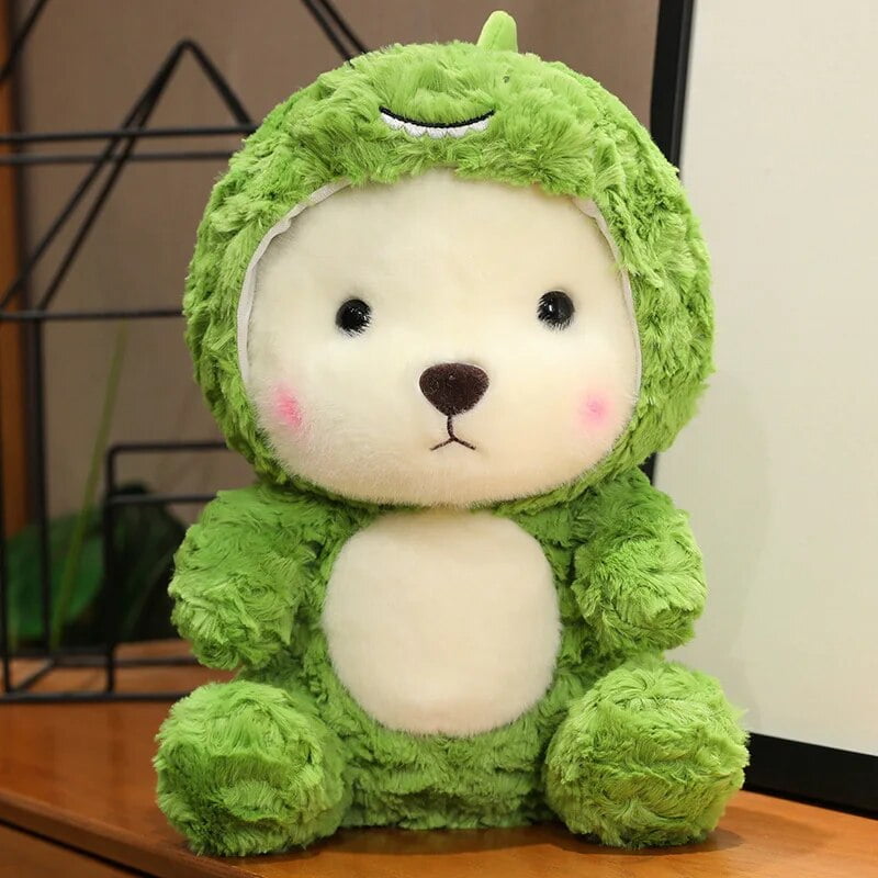 25/30cm Cute Bear Turn Into Frog Dinosaur Plush Toys Lovely Pillow ...