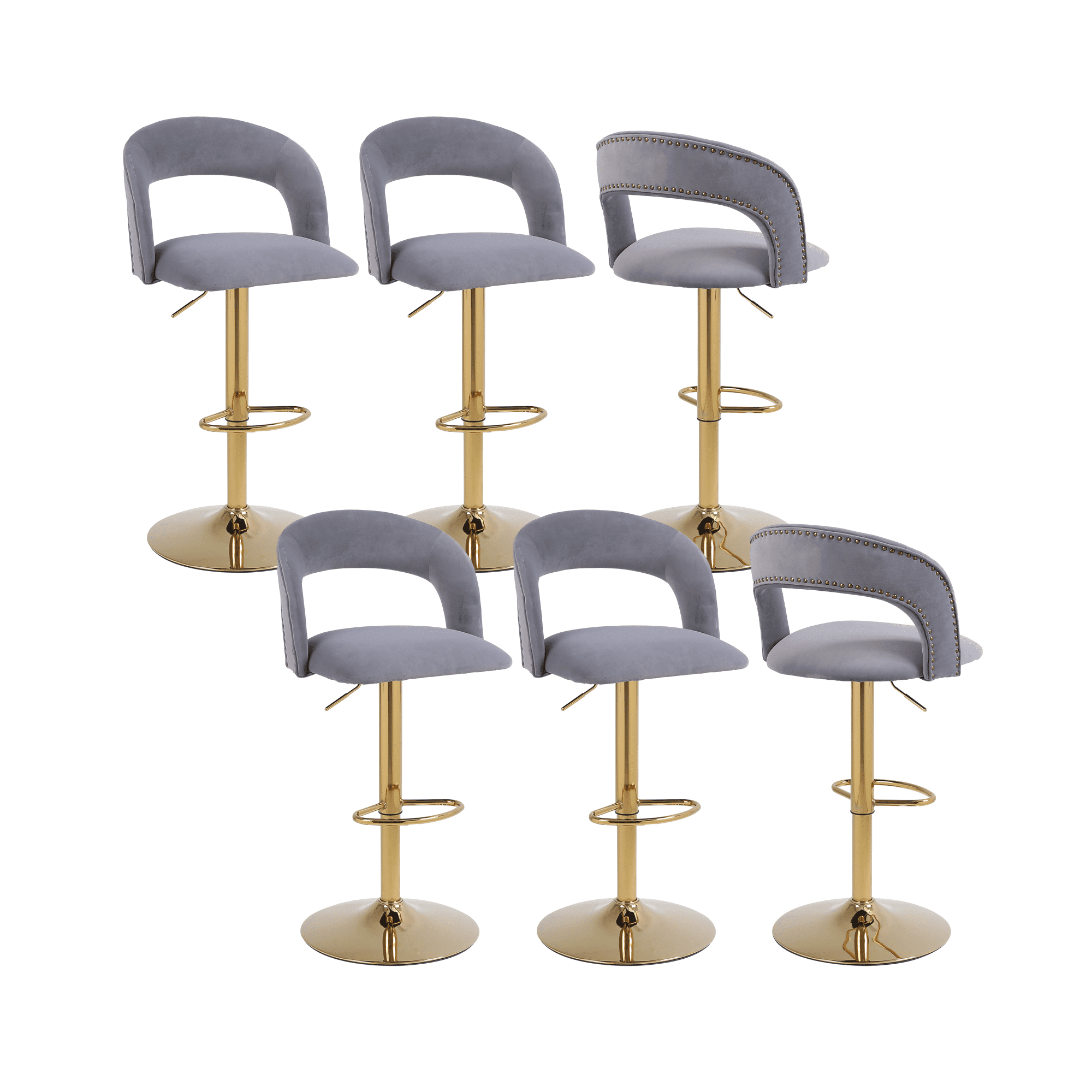 25-33 Inch Velvet Bar Stools, Counter Height Adjustable 360°Swivel ...
