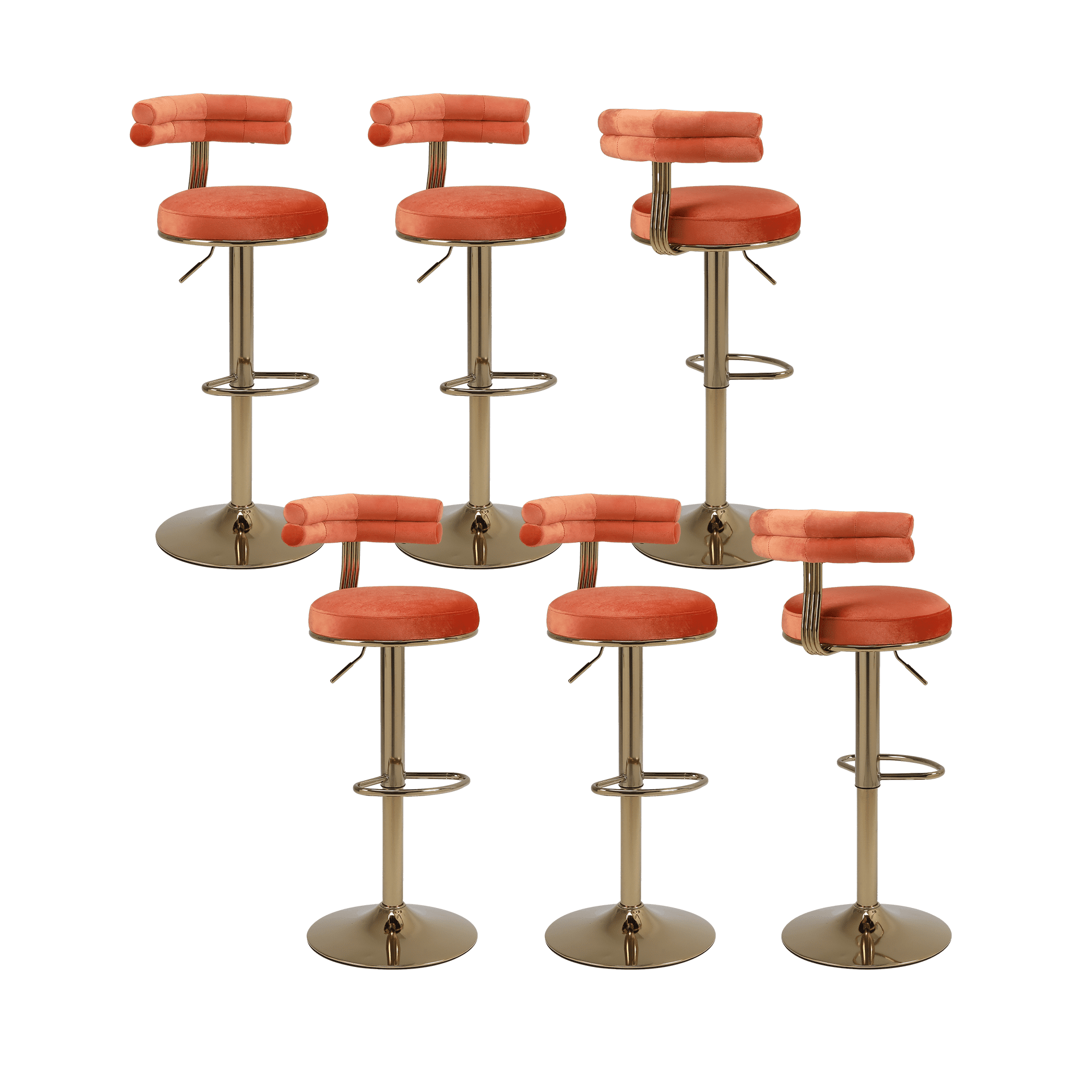 25-33 Inch Velvet Bar Stools, Counter Height Adjustable Swivel Barstools High Bar Chairs with ...