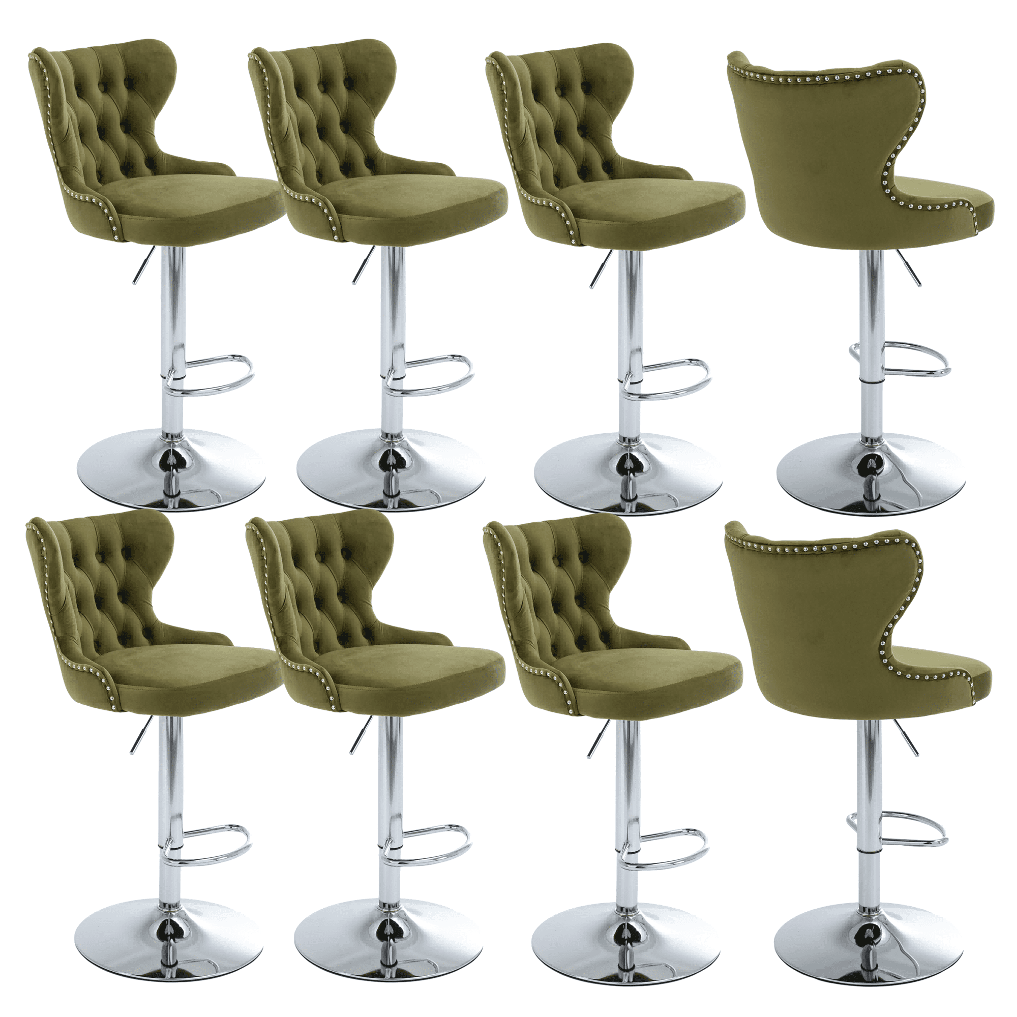 25-33 Inch Velvet Bar Stools, Counter Height Adjustable Swivel ...