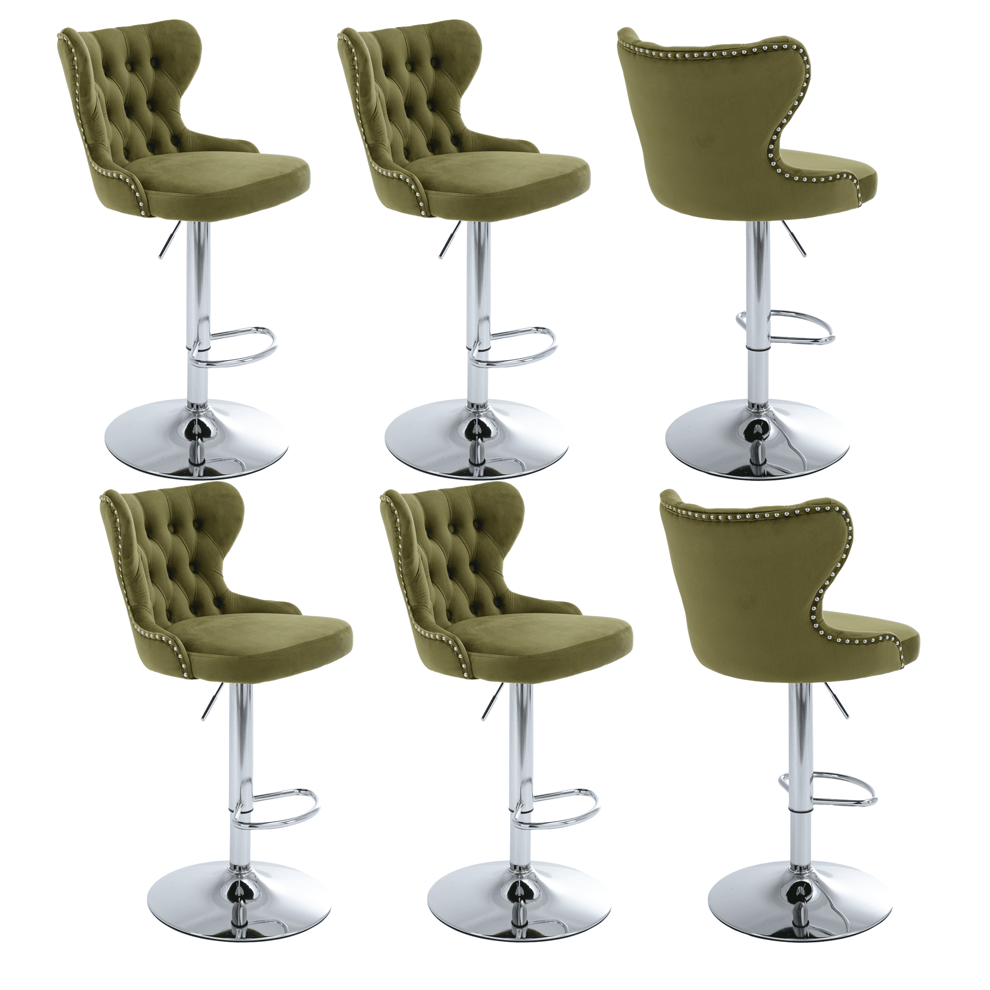 25-33 Inch Velvet Bar Stools, Counter Height Adjustable Swivel ...