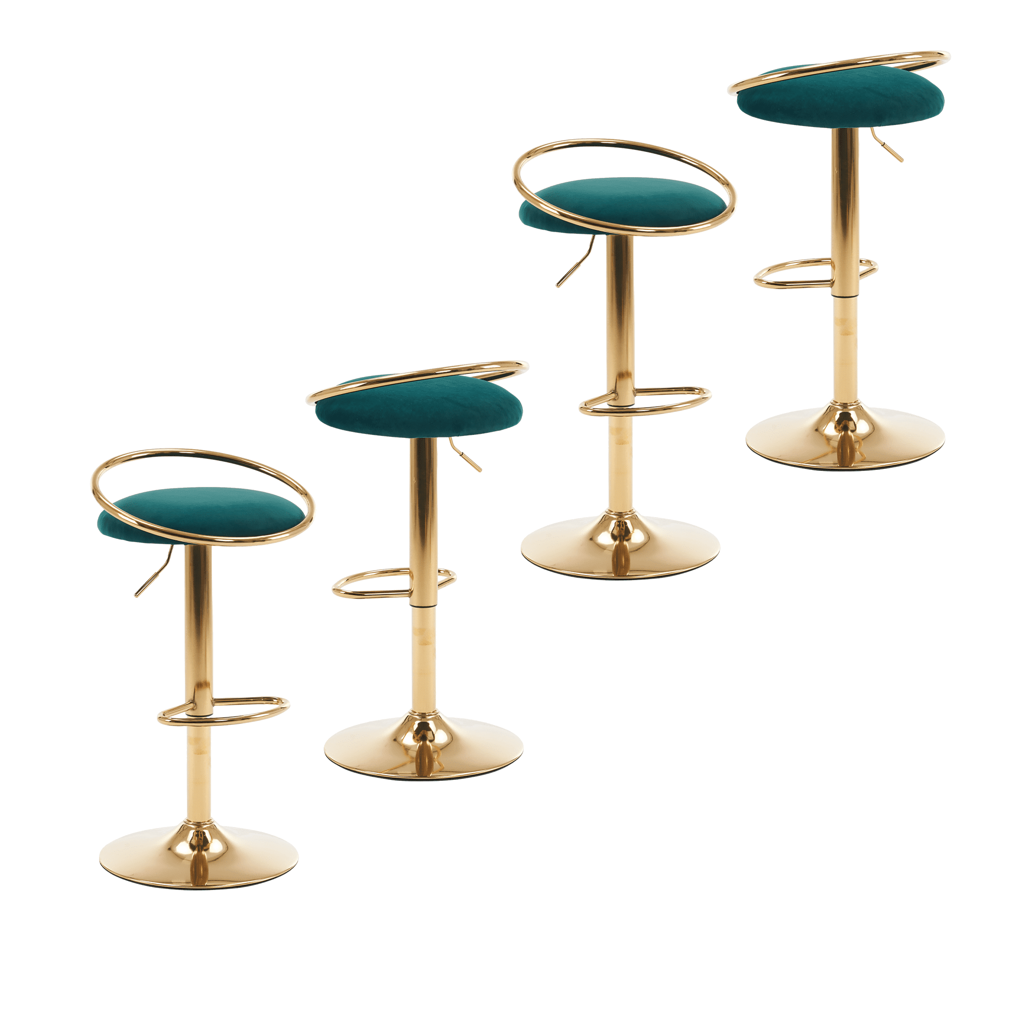 25-33 Inch Velvet Bar Stools, Counter Height Adjustable Swivel Modern ...